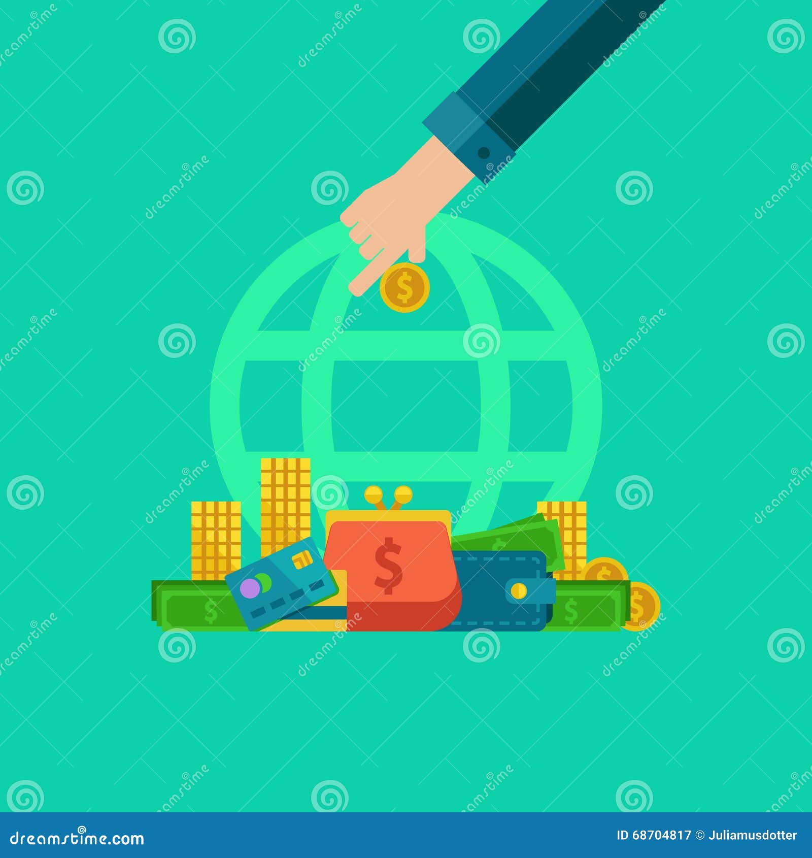 Flat Concept of Money Saving and Keeping Them Safe. Stock Vector ...