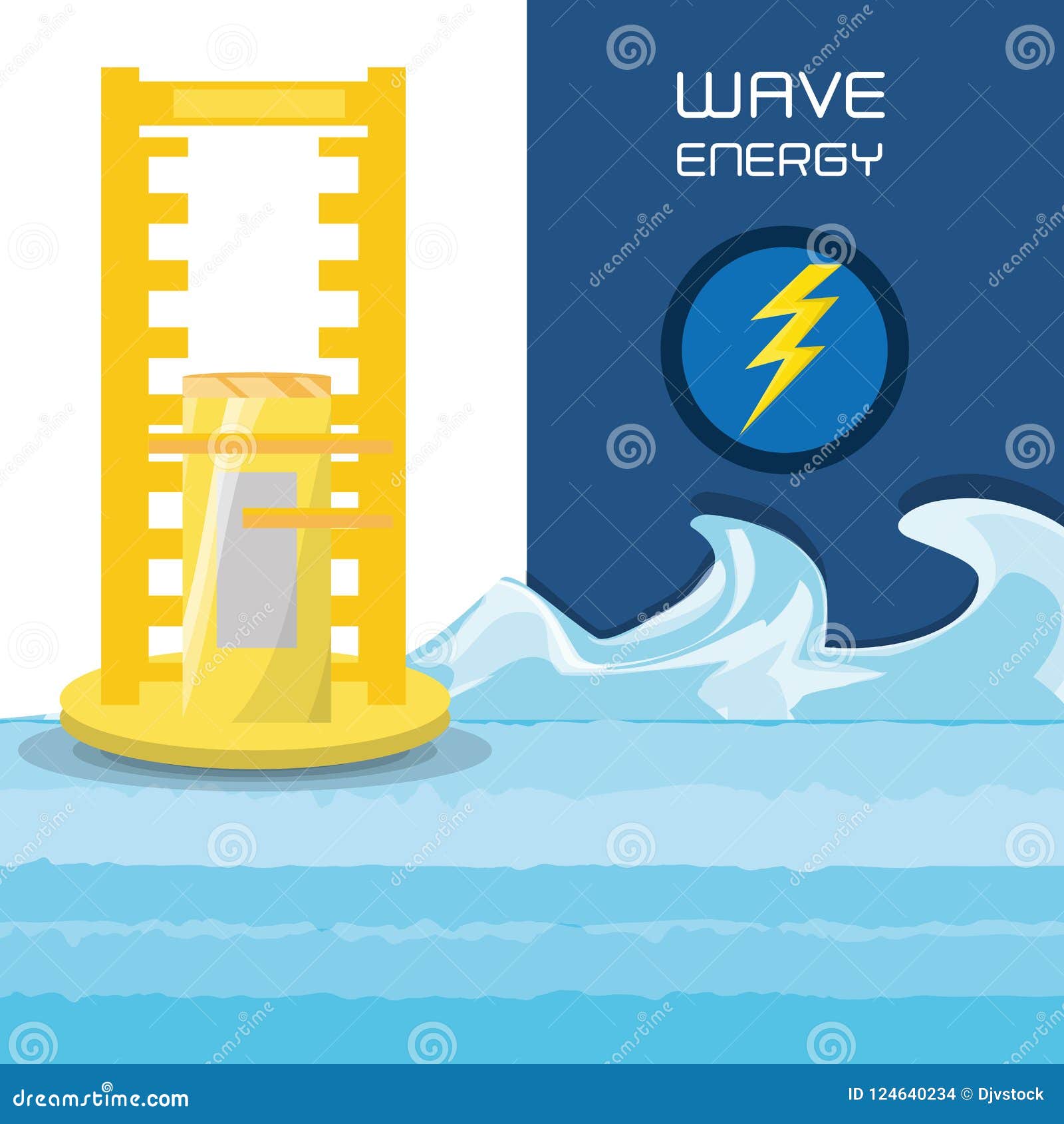 Flat Concept Related with Wave Energy Stock Vector - Illustration of ...