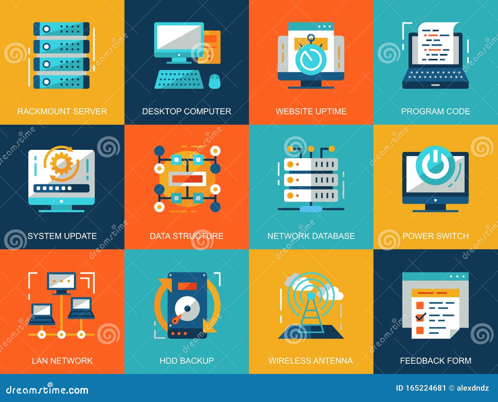 Flat Conceptual Network Technology Icons Concepts Set for Website and ...