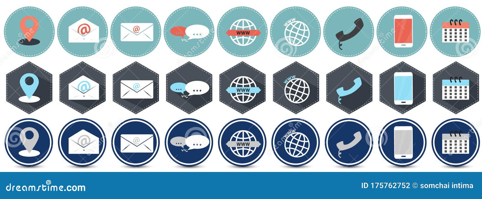 Flat Contact Icon Vector Set Stock Vector - Illustration of environment ...