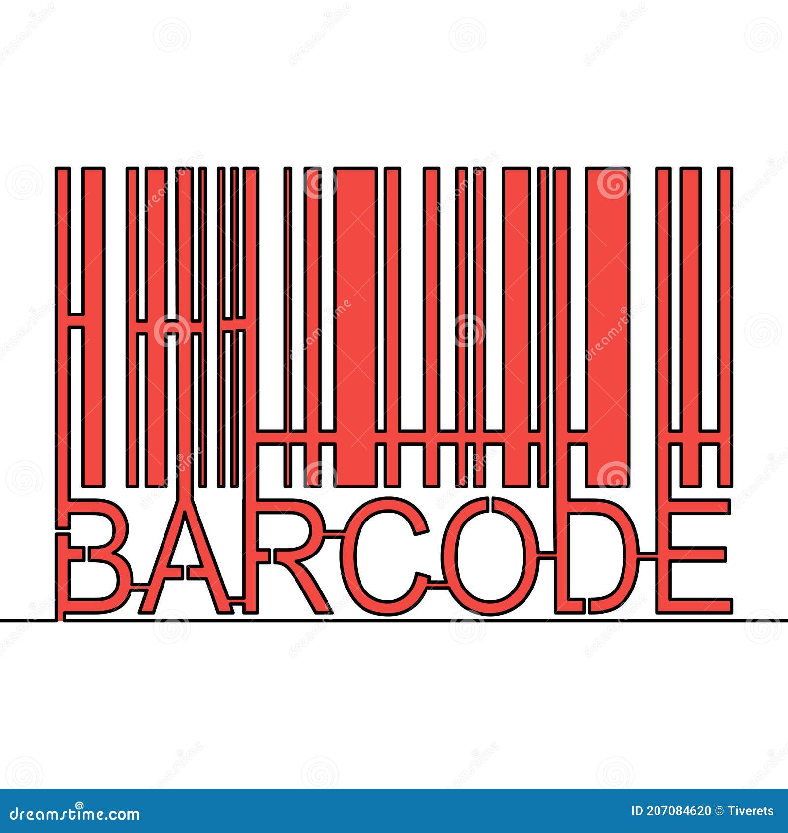 Flat Continuous Drawing Line Art Barcode Concept Stock Vector ...
