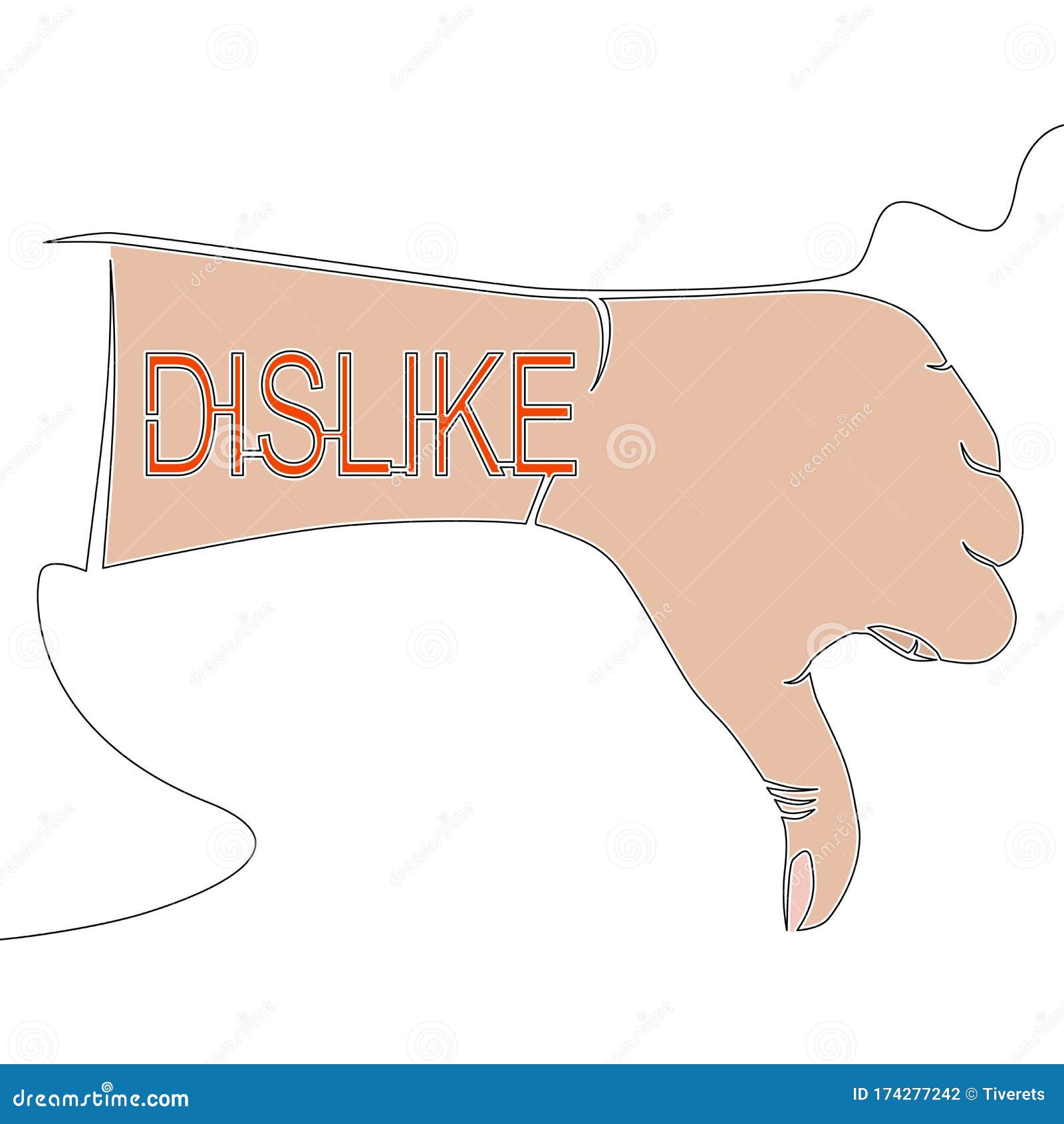 Flat Continuous Drawing Line Dislike Concept Stock Vector ...