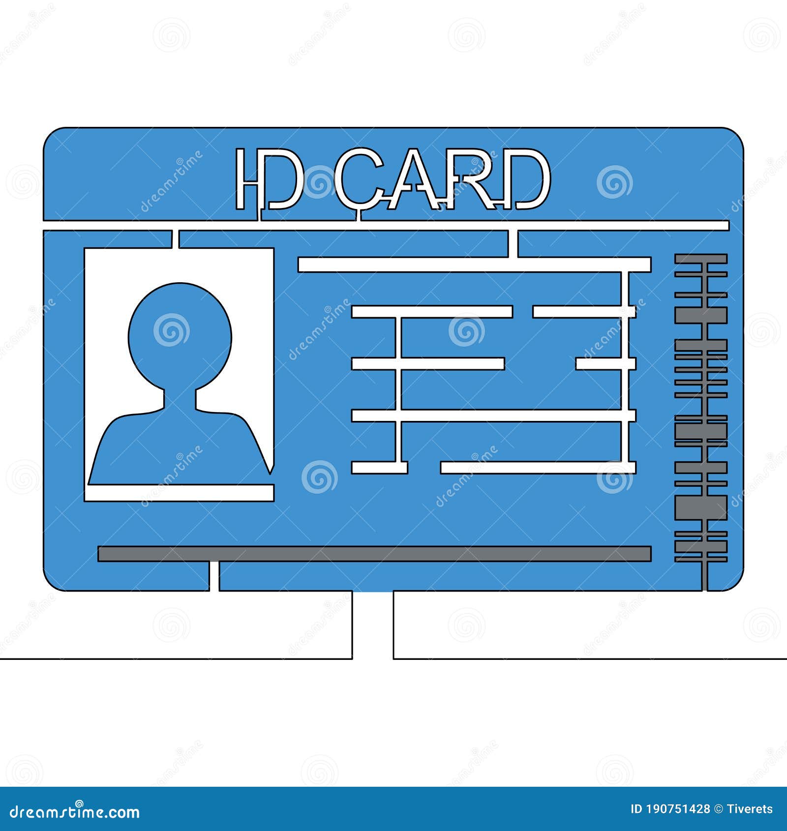 Flat Continuous Drawing Line Identification Card Stock Vector ...