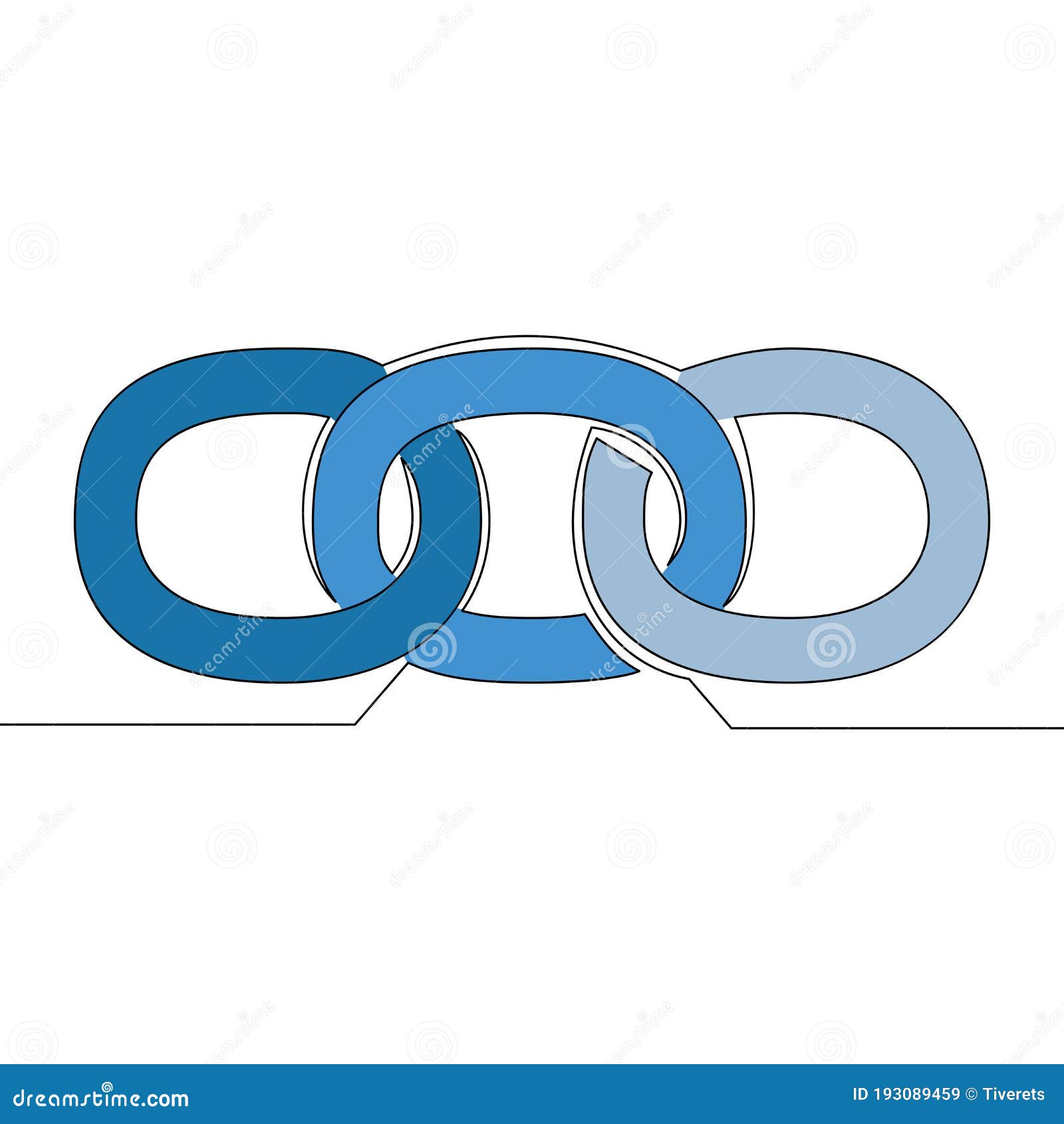 Flat Continuous Line Art Chain Blockchain Link Stock Vector ...