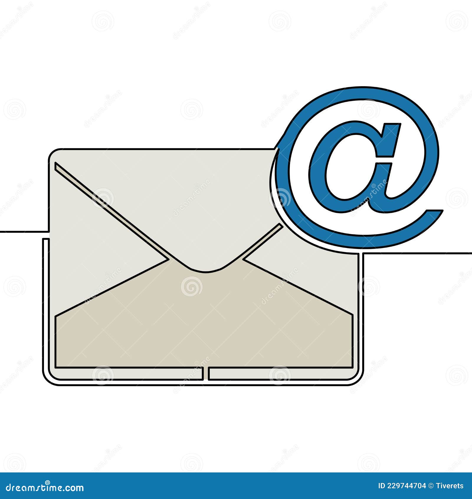 Flat Continuous Line Art Email Envelope Concept Stock Vector ...