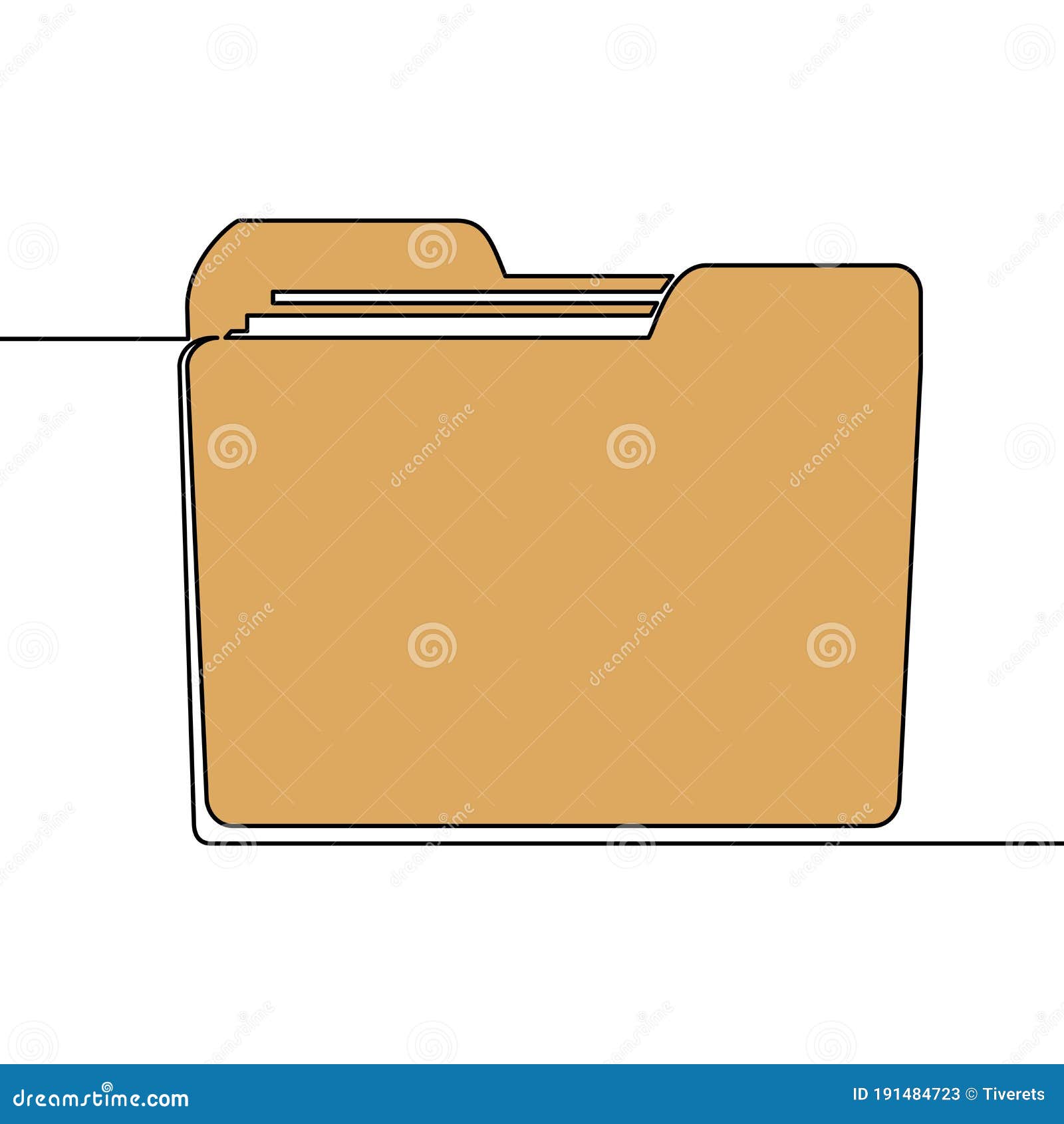 Flat Continuous Line Art Folder Icon Concept Stock Vector ...