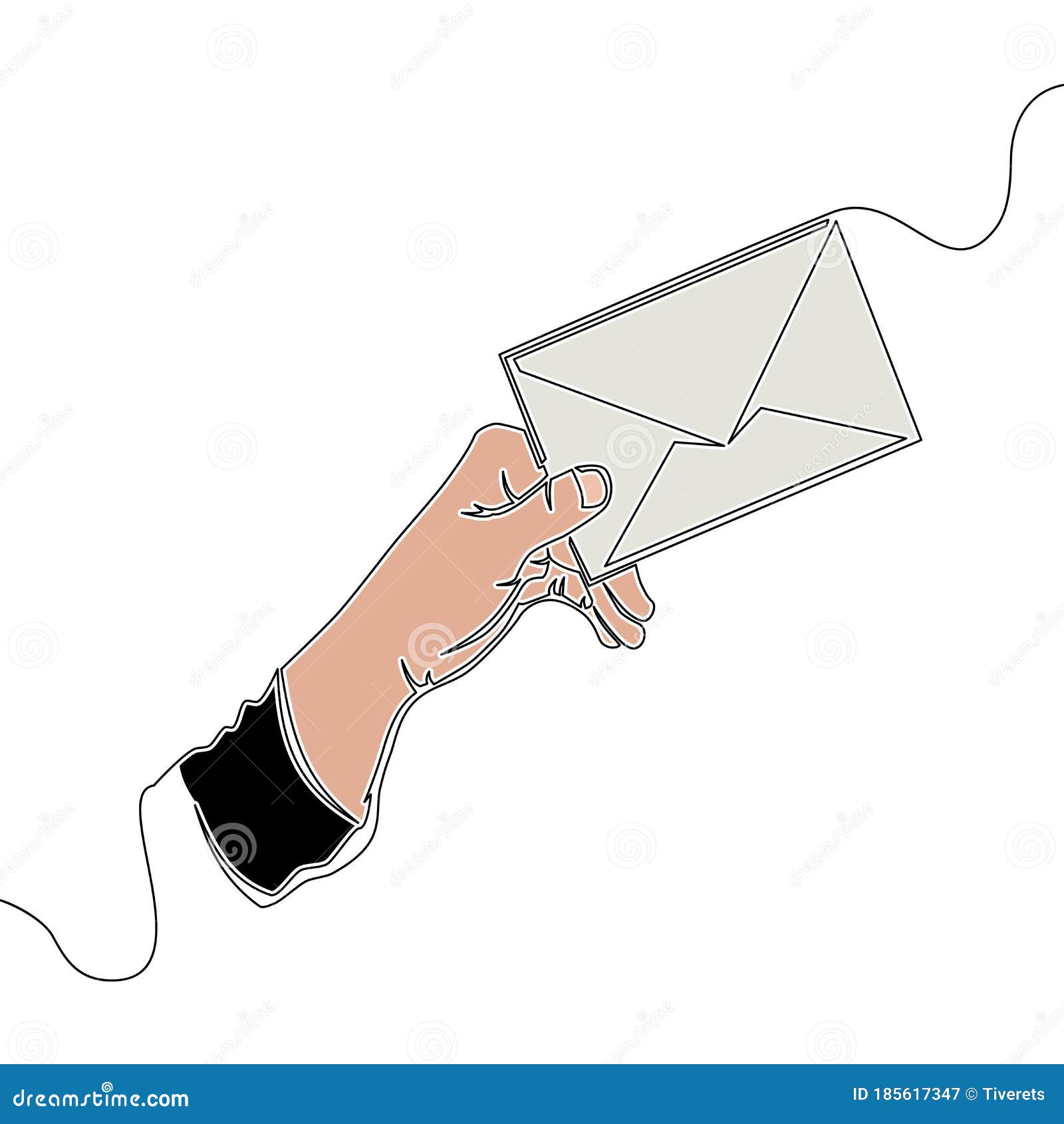 Flat Continuous Line Art Hand Holding Envelope Stock Vector ...