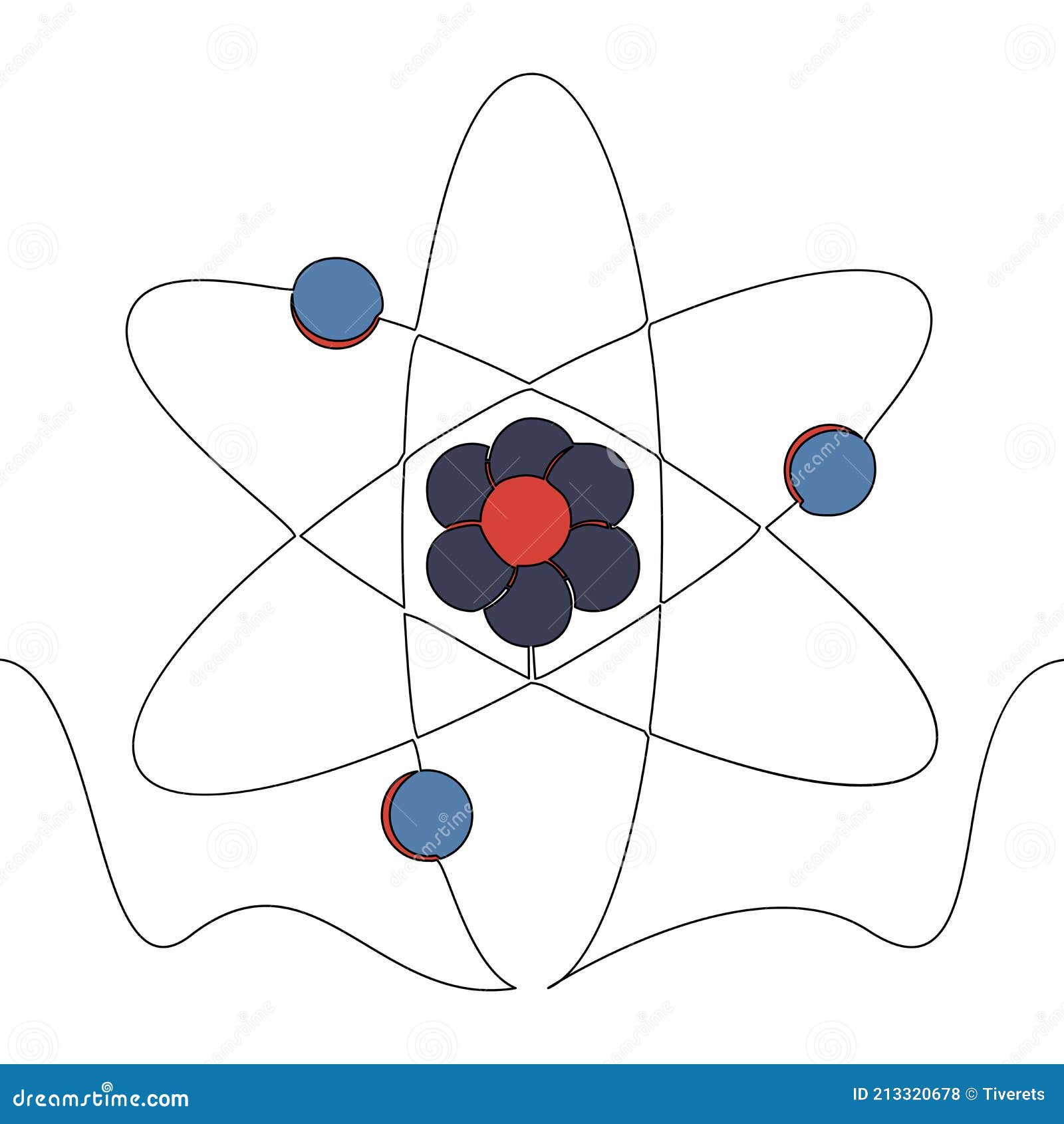 Flat Continuous Line Art Molecule Atomic Energy Stock Vector ...