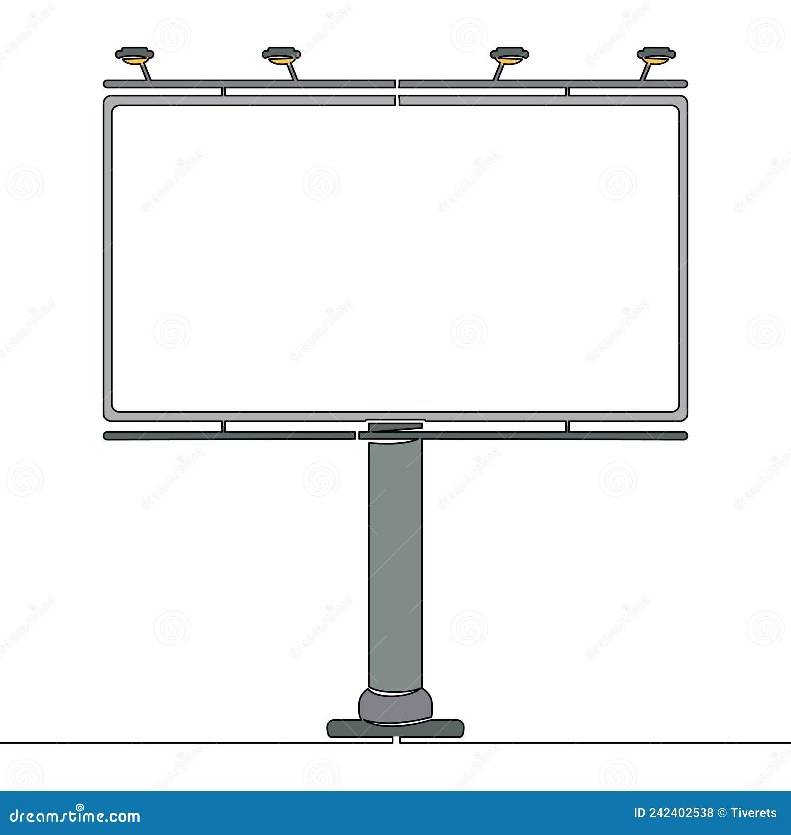 Flat Continuous Line Drawn Empty Billboard Concept Stock Vector ...