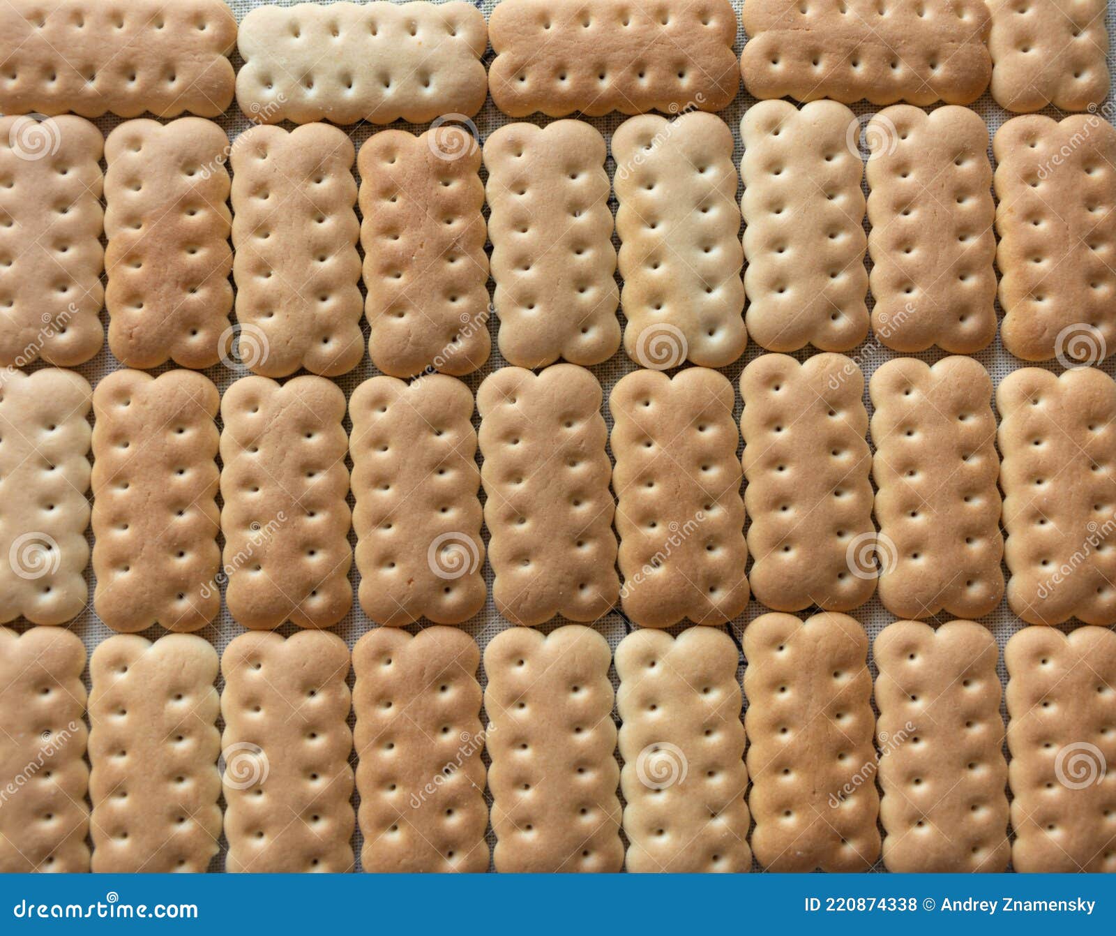 Flat Cookies Laid Out in Rows on the Table, Close-up.Background ...
