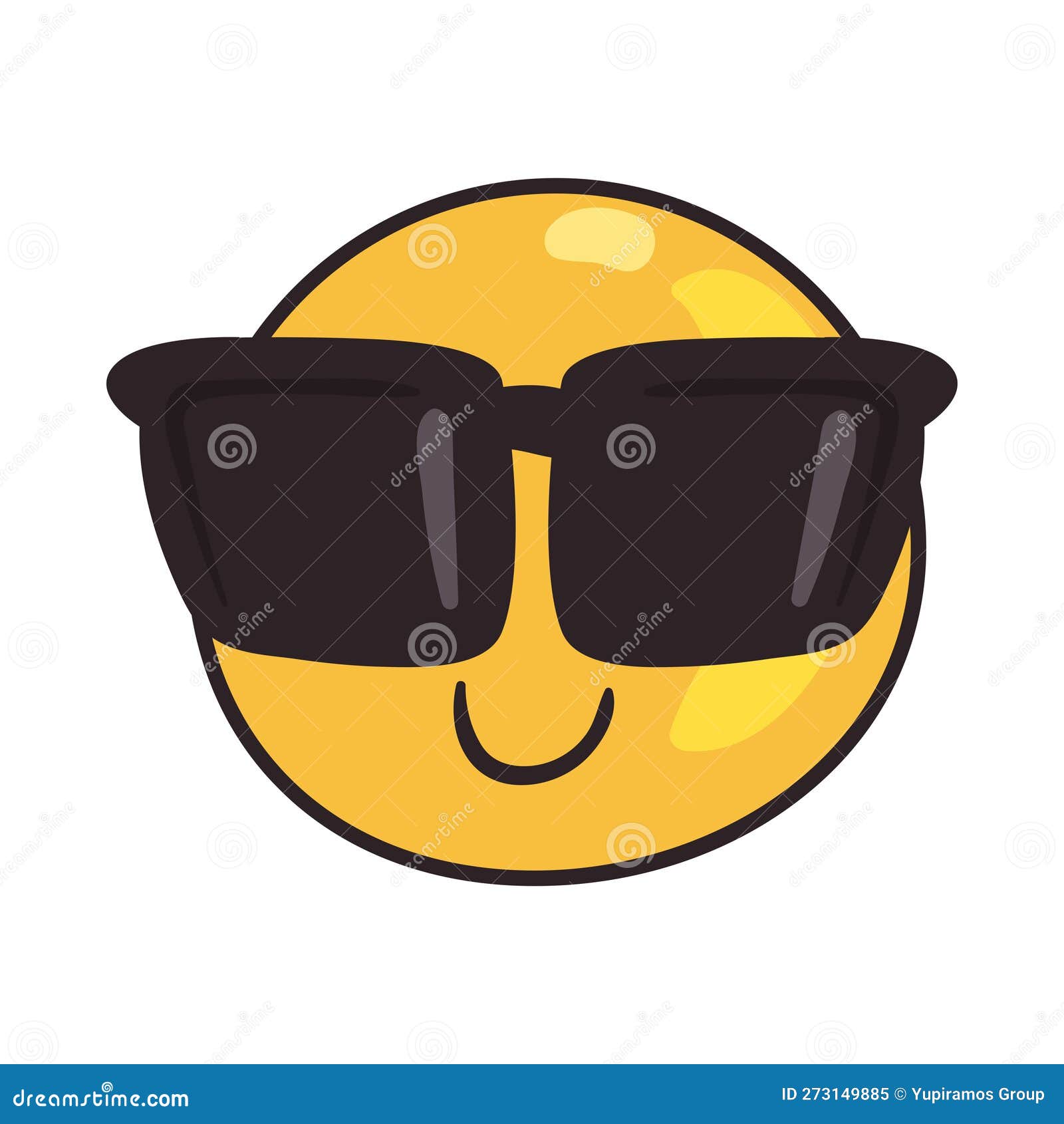 Cool Emoji In Shades. Yellow Smiling Face Emoticon Wearing Sunglasses ...