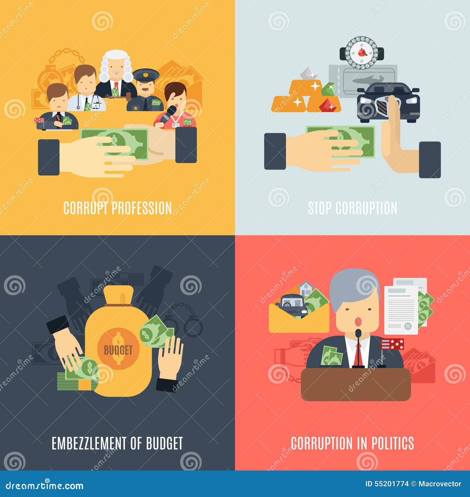 Corruption Infographics Set Vector Illustration | CartoonDealer.com ...