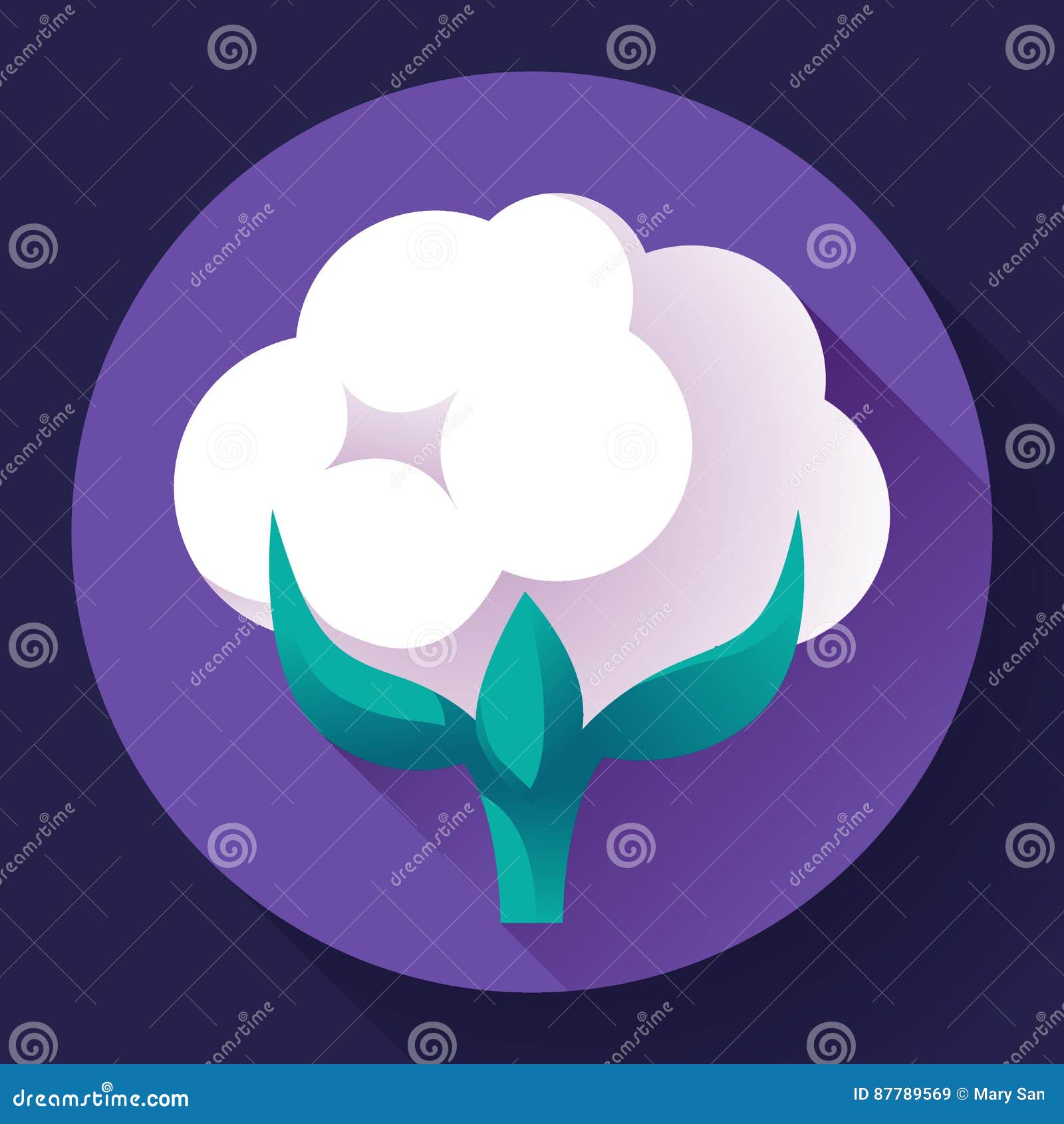 Flat Cotton icon vector stock vector. Illustration of natural - 87789569