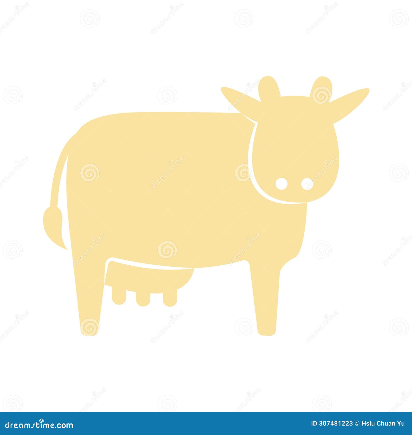 Flat Cow Icon Cartoon Illustration Stock Vector - Illustration of ...
