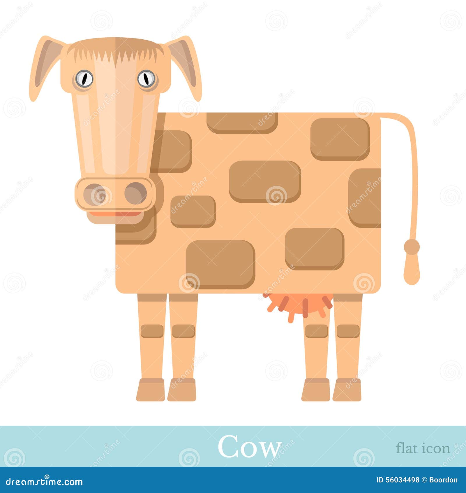 Flat cow icon stock vector. Illustration of vector, livestock - 56034498