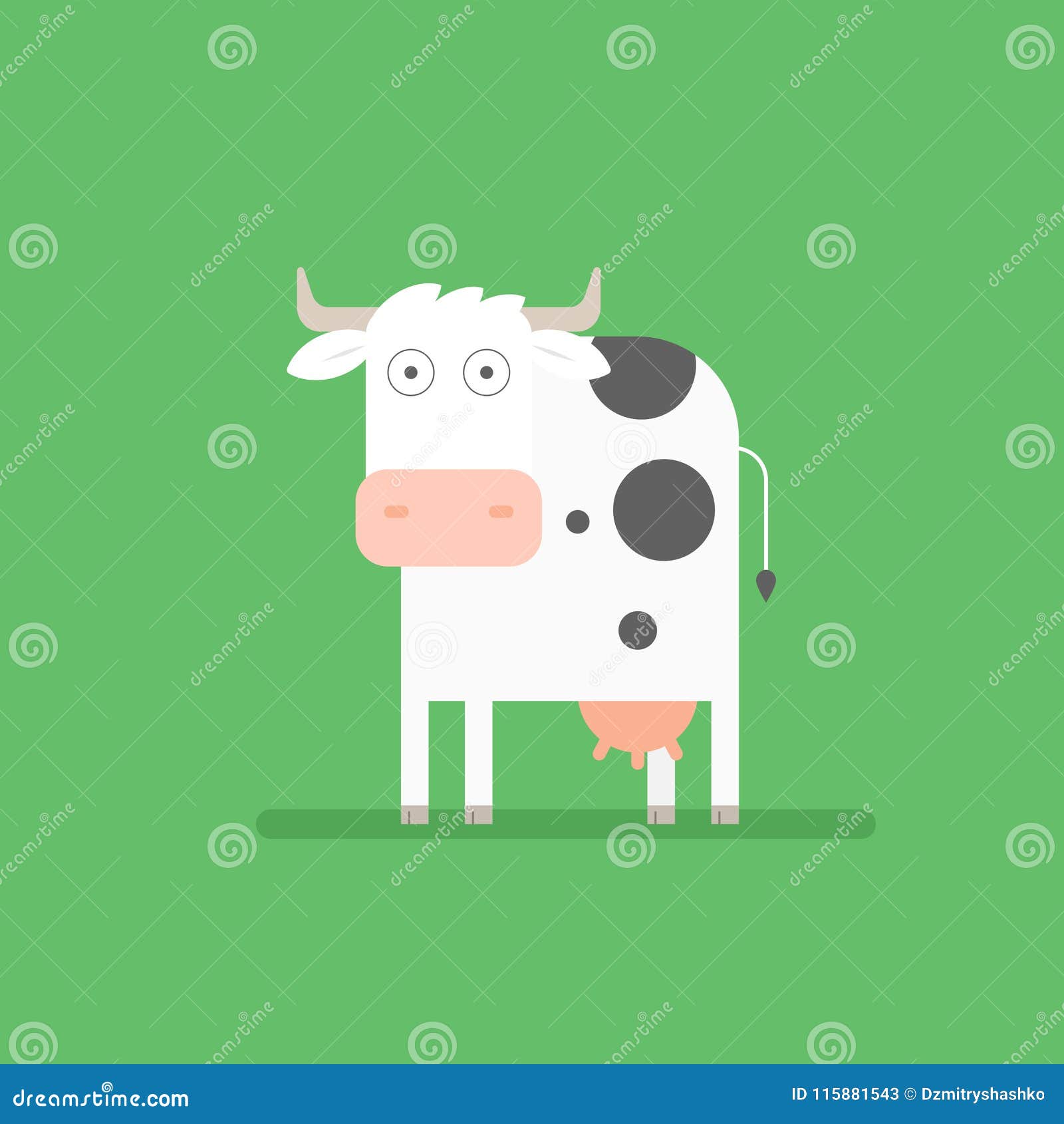 Flat cow icon stock vector. Illustration of farm, icon - 115881543