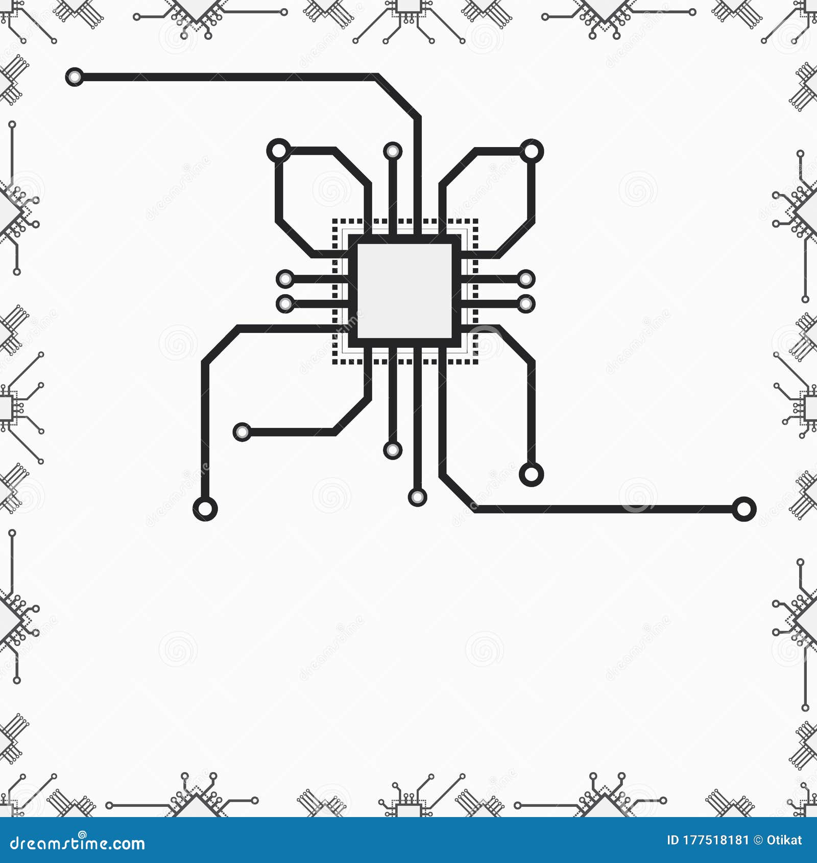 Flat CPU Pattern Vector Illustration. Seamless Pattern Circuit Board ...