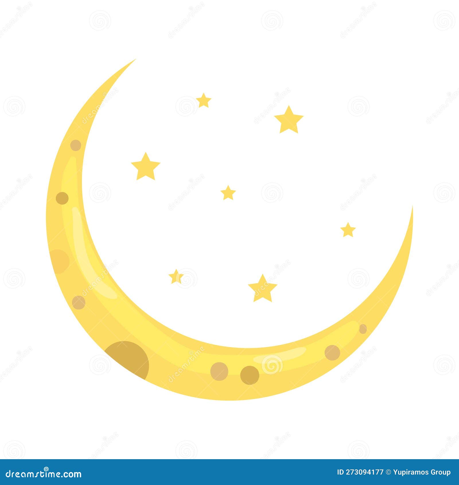 Flat Crescent Moon with Stars Stock Vector - Illustration of space ...