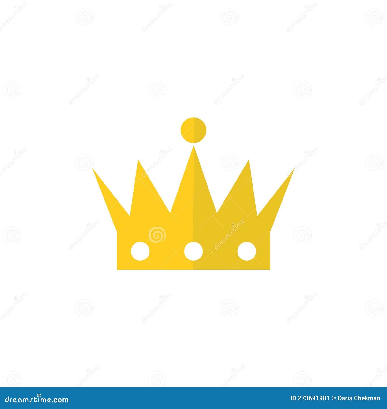 Flat Crown Icon. Crown Design, Golden Royal Crown Isolated on White ...
