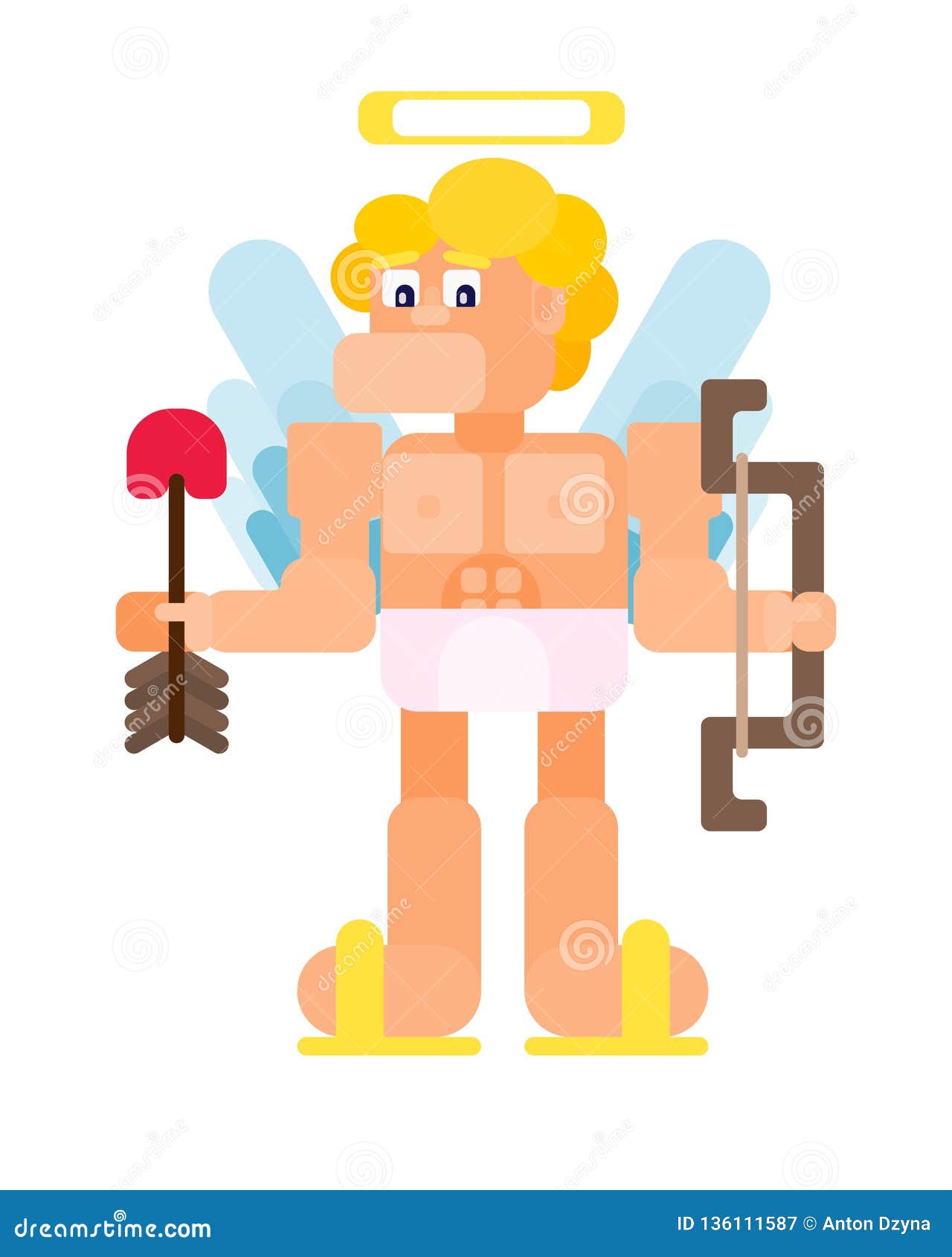 Flat Cupid Man with Arrow and Bow Stock Illustration - Illustration of ...