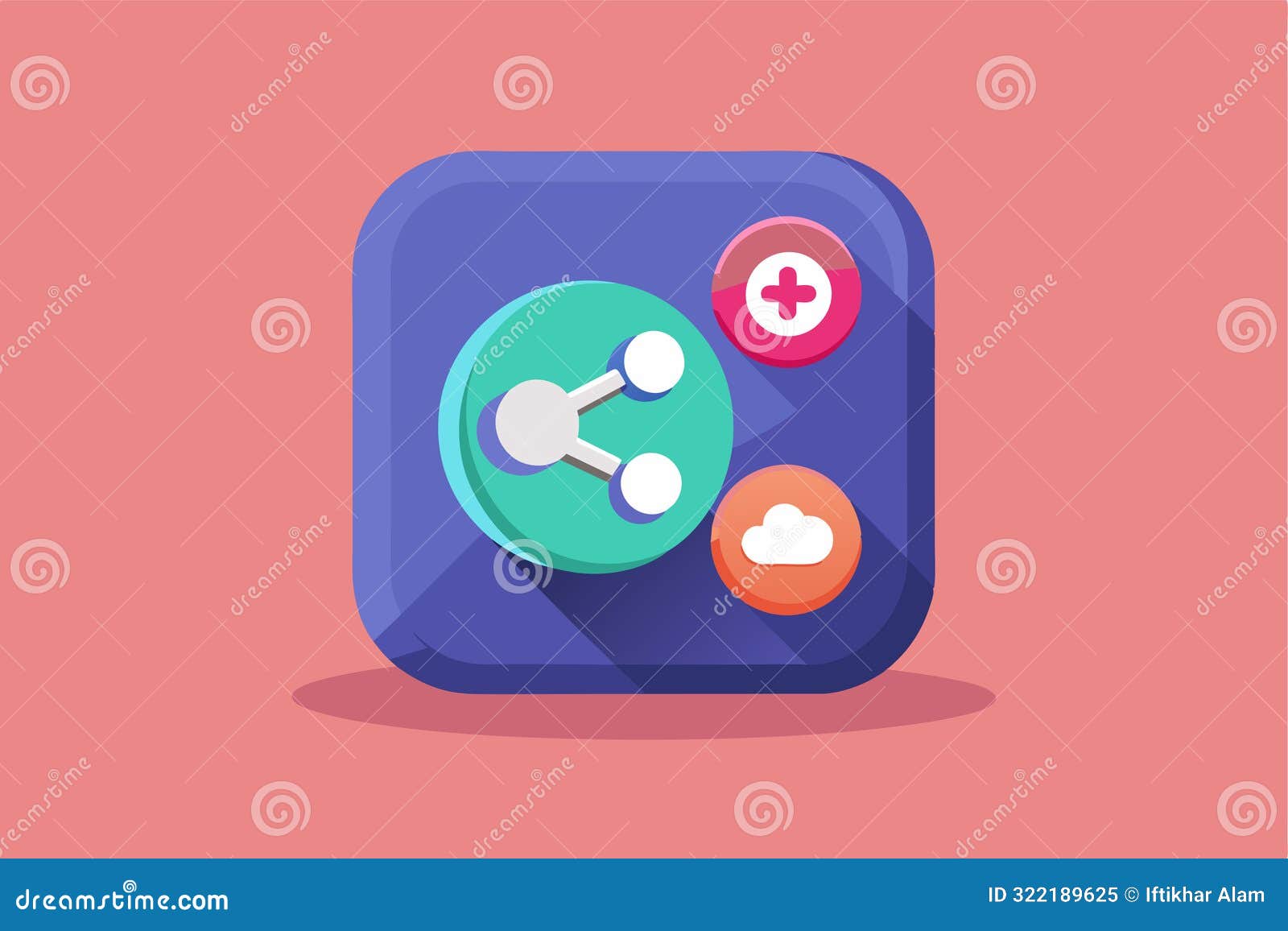 A Flat, Customizable Illustration of a Social Share App Icon with a ...