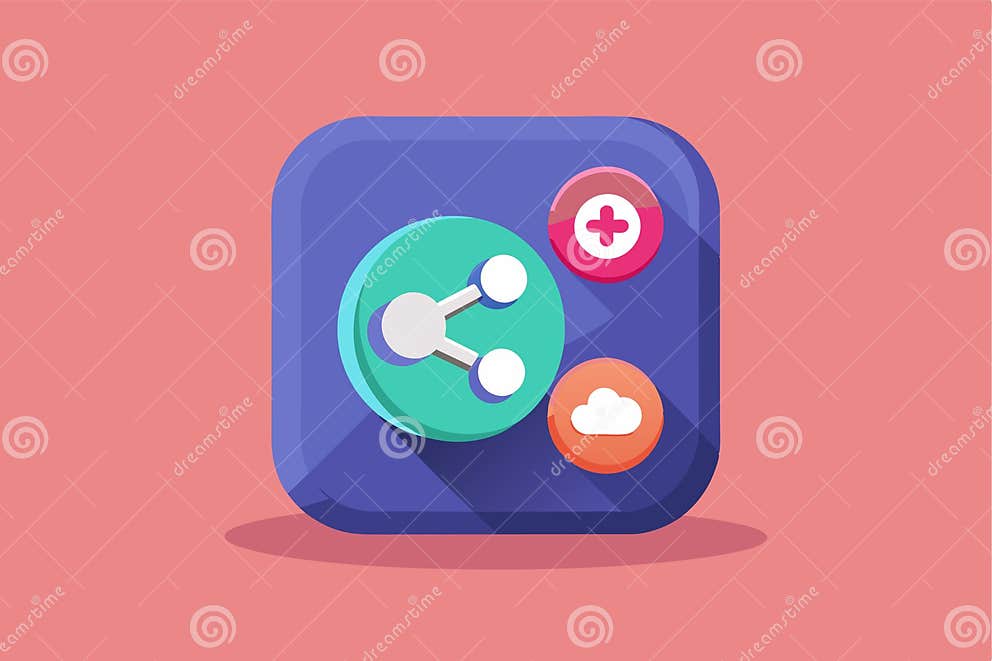A Flat, Customizable Illustration of a Social Share App Icon with a ...
