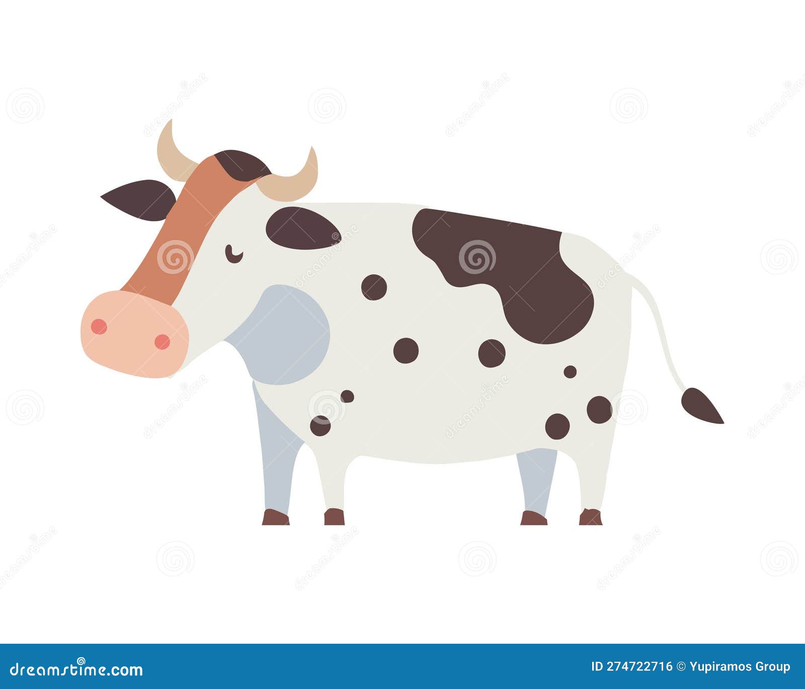 Flat cute cow stock vector. Illustration of husbandry - 274722716