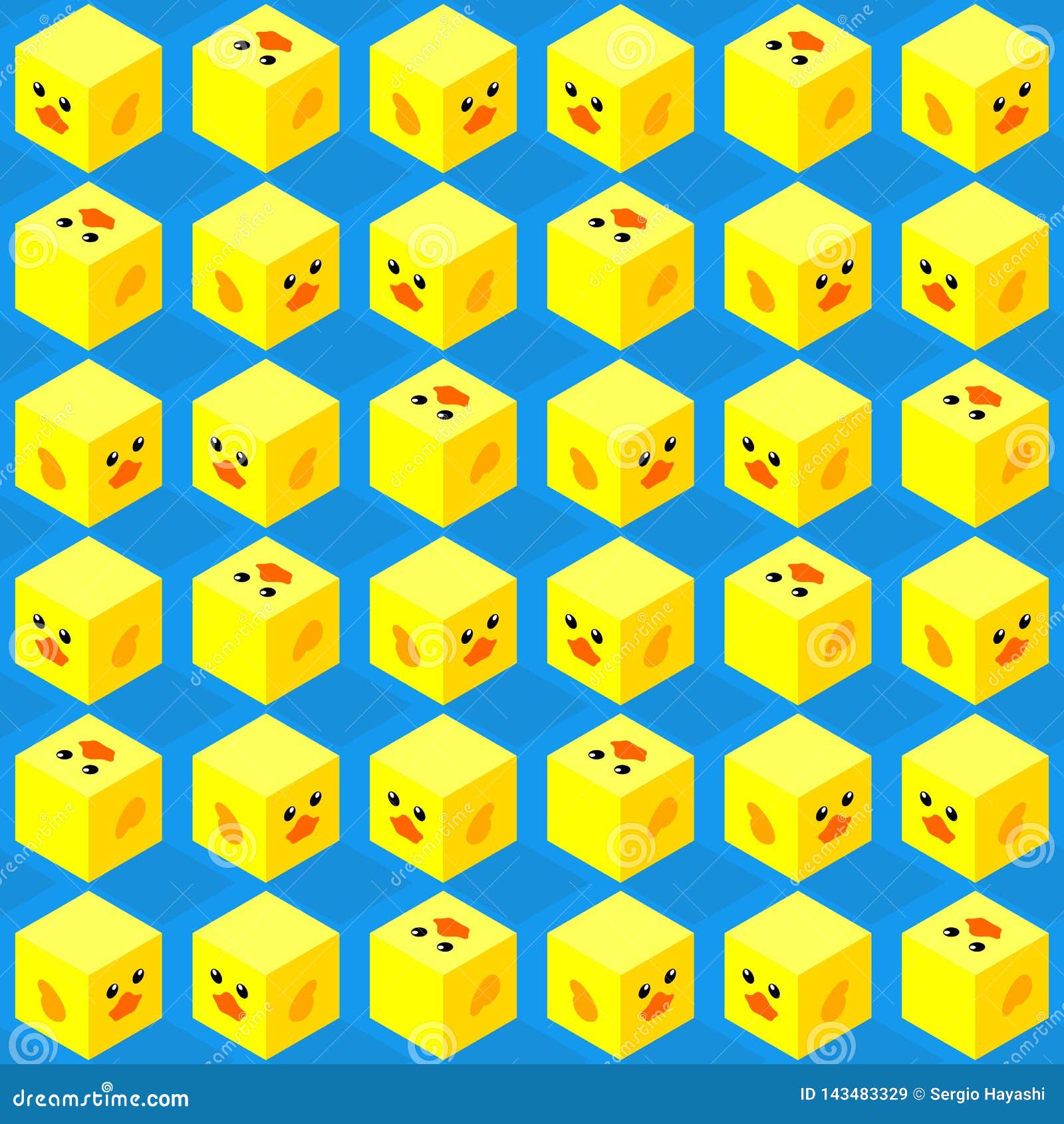 Flat Cute Duck Face Isometric Seamless Pattern Stock Vector ...