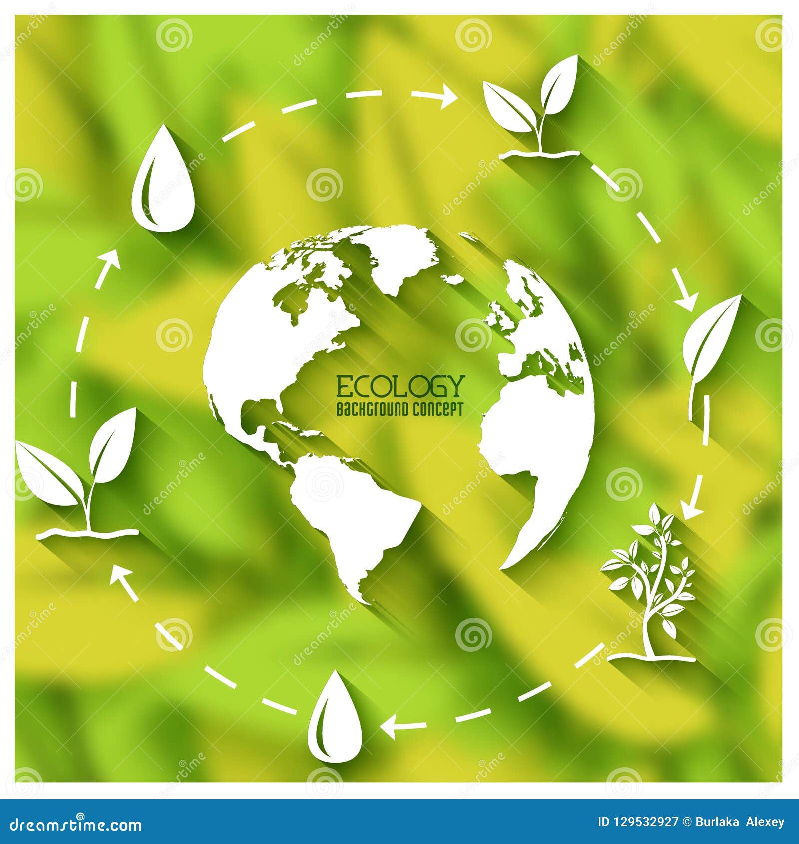 Flat Cycle Eco Infographic Blurred Background Concept. Vector ...