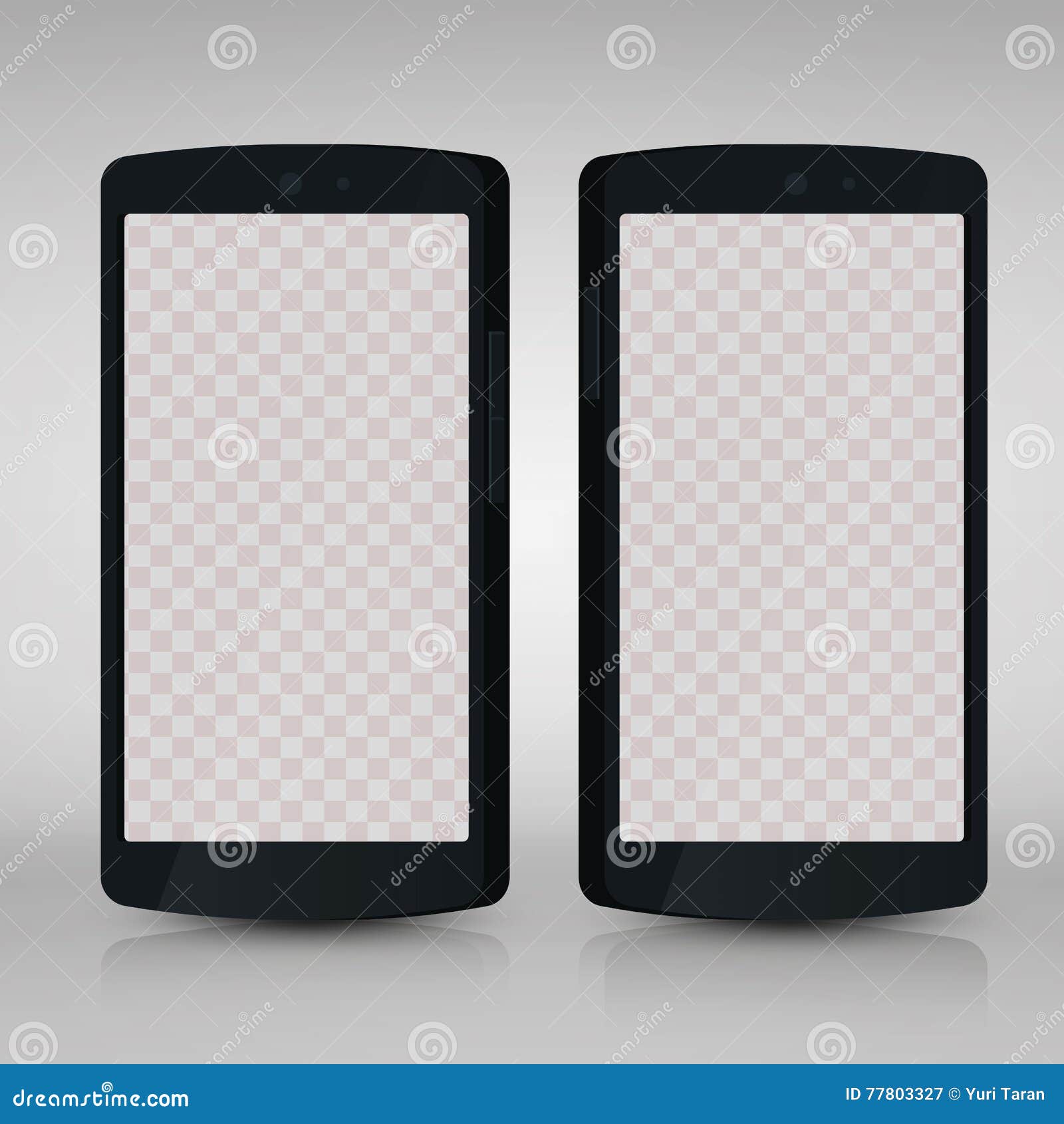 Flat 3d Black Smartphones Mockups with Blank Screen Isolated. Empty ...