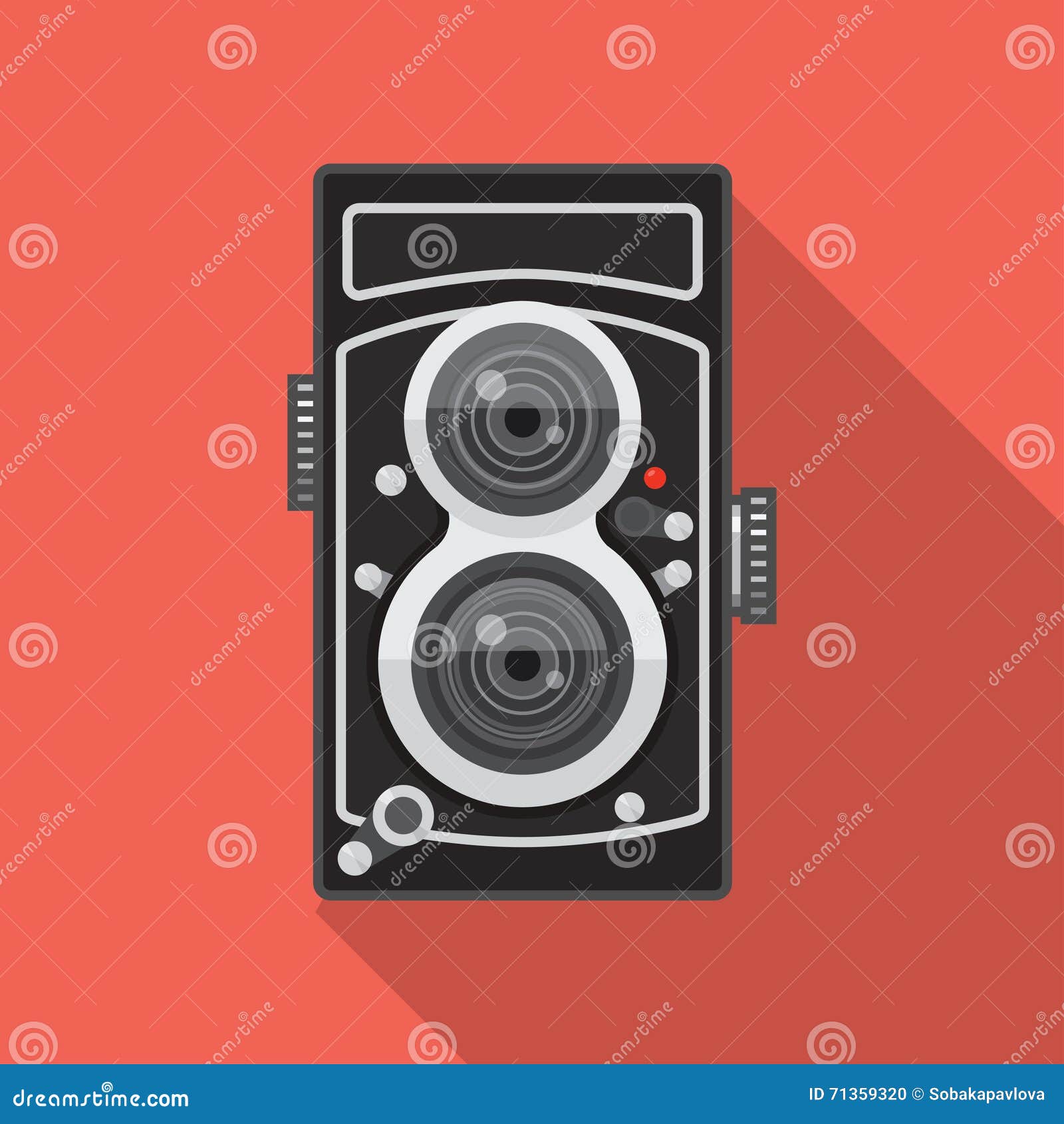 Flat 2D Double Lens Retro Film Camera Stock Illustration - Illustration ...