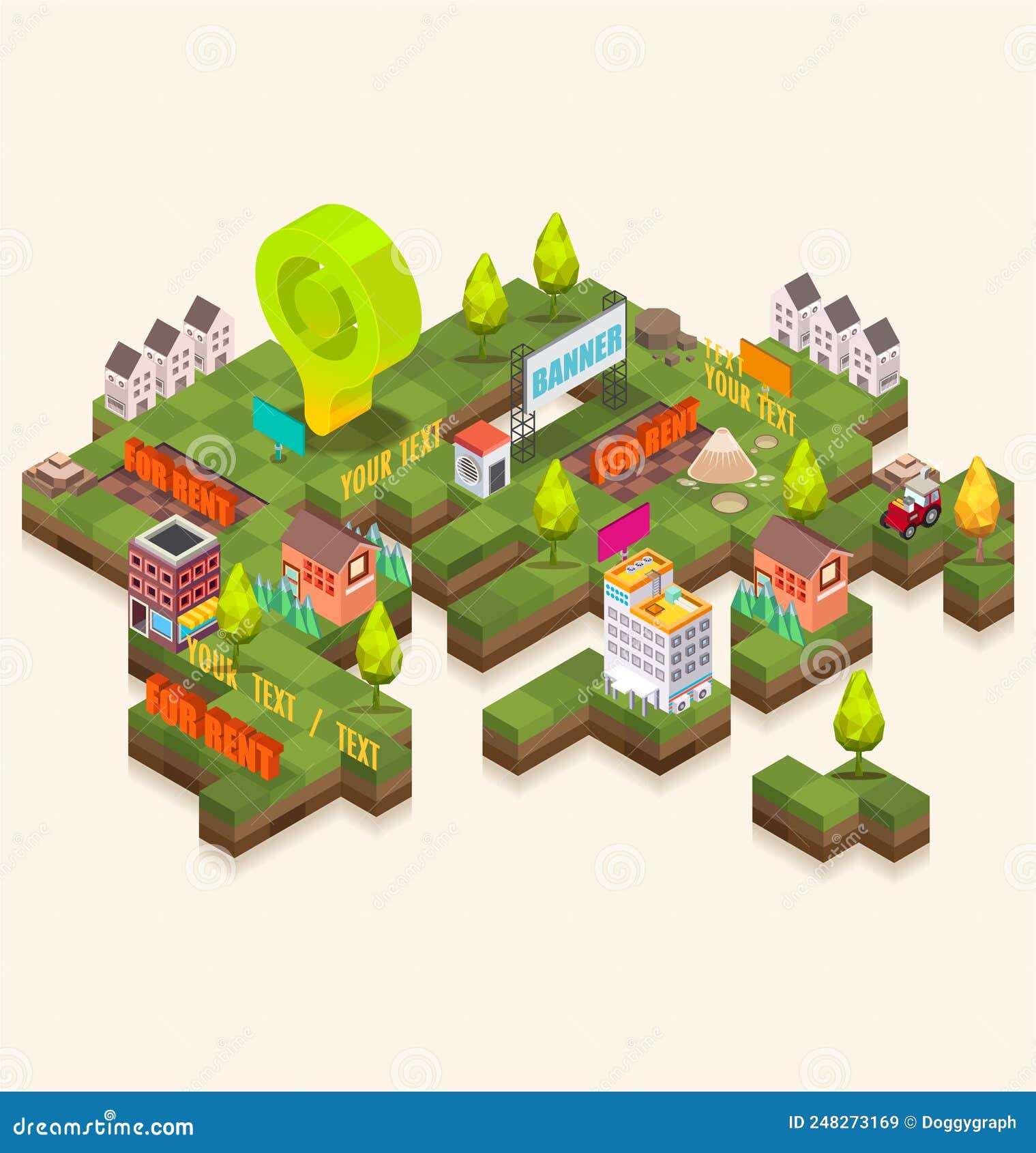 Flat 3d Isometric Building, Infographic Elements Collection, Vector ...