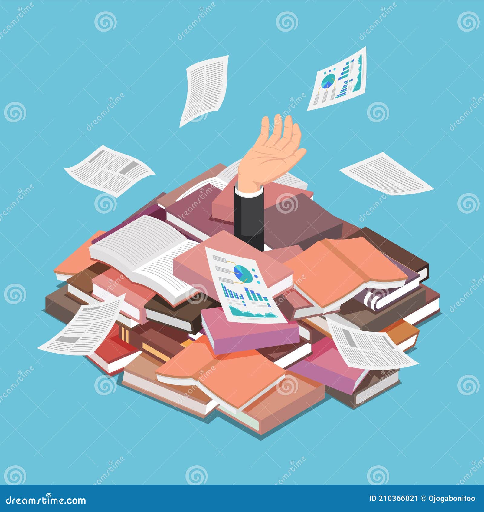 Isometric Businessman Drowned in Book and Document Pile Stock Vector ... Isometric Businessman Drowned in Book and Document Pile Stock Vector ...