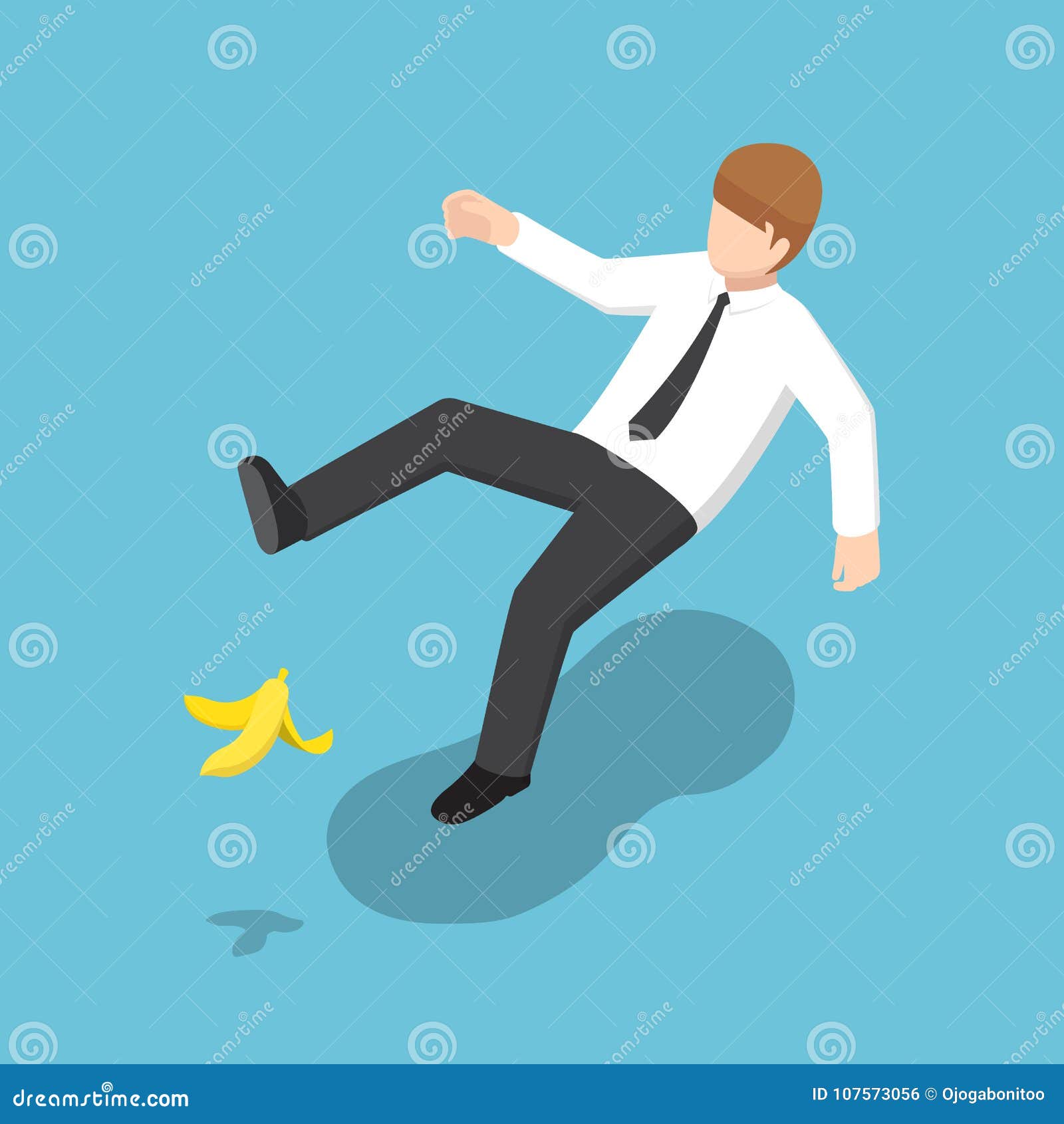 Isometric Businessman Slipped On A Banana Peel Stock Vector