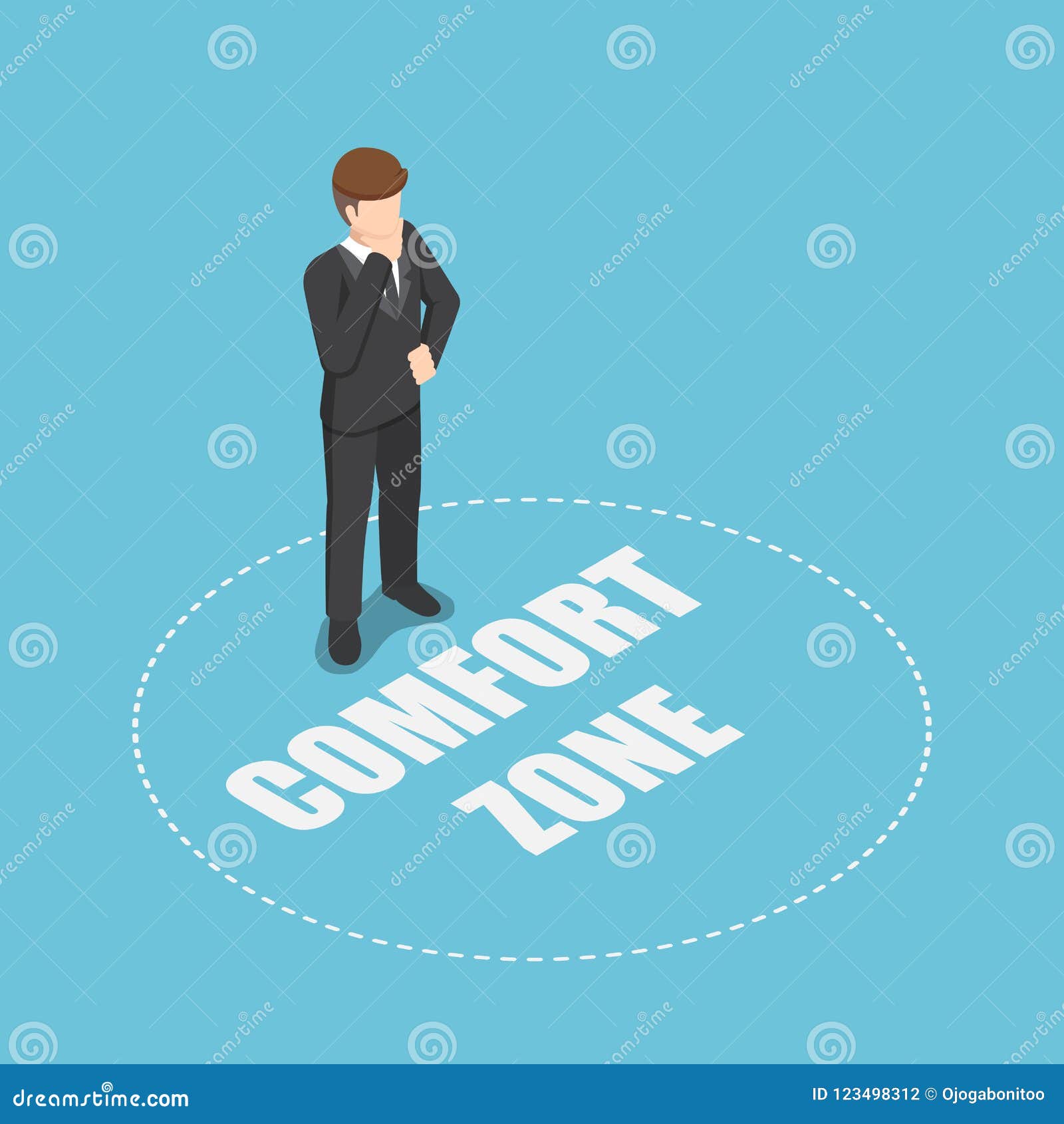 Man Standing In His Comfort Zone, Diagram With Various Zones, Logo ...