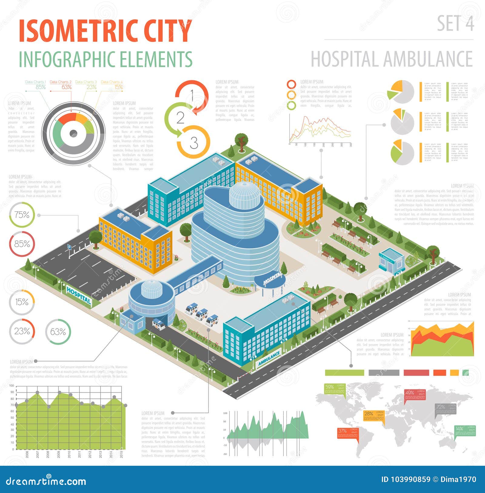 Flat 3d Isometric Clinic Complex and City Map Constructor Elements Such ...