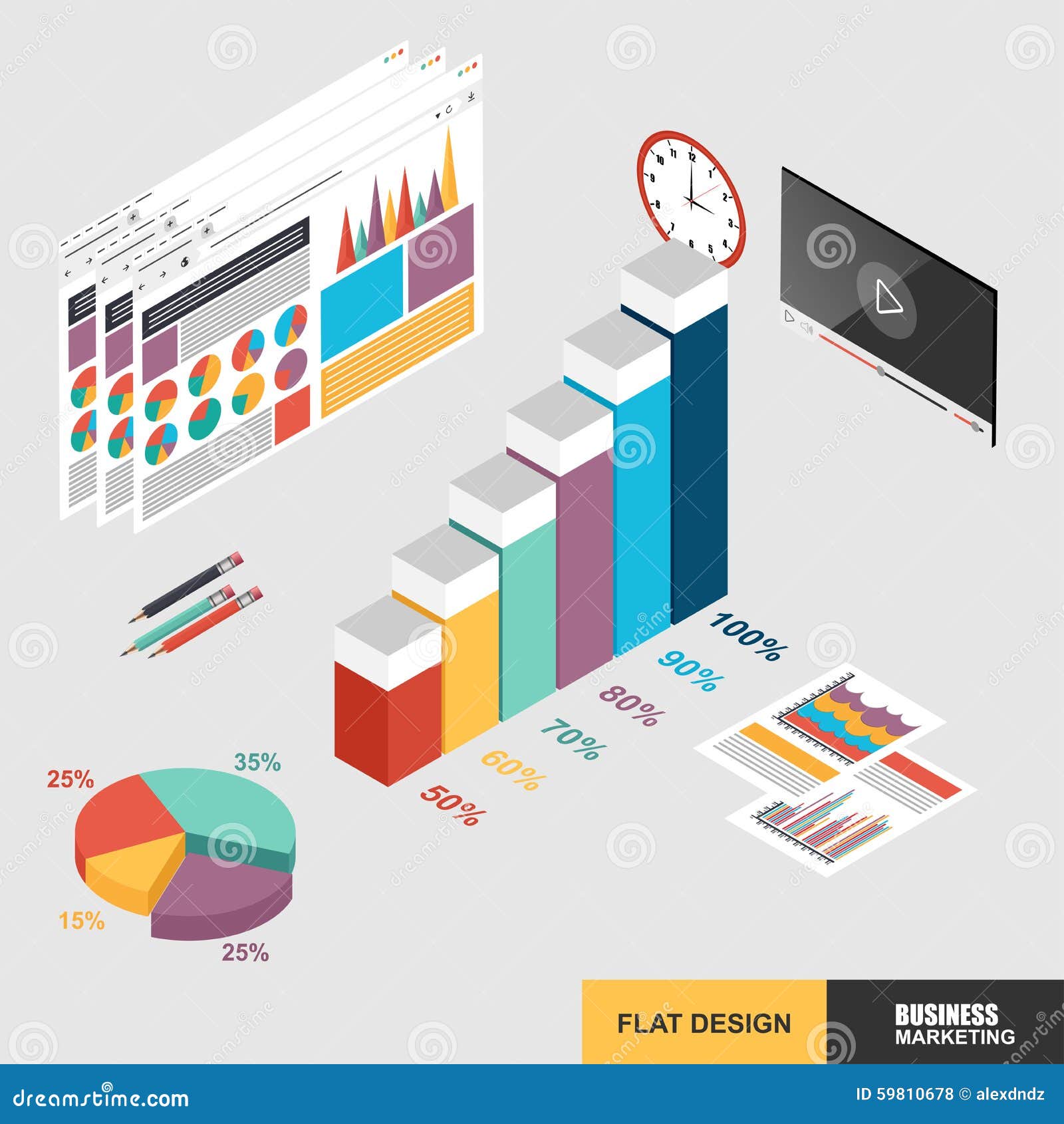 Flat 3d Isometric Design Concept Web Marketing for Data Analysis Stock ... Flat 3d Isometric Design Concept Web Marketing for Data Analysis Stock ...