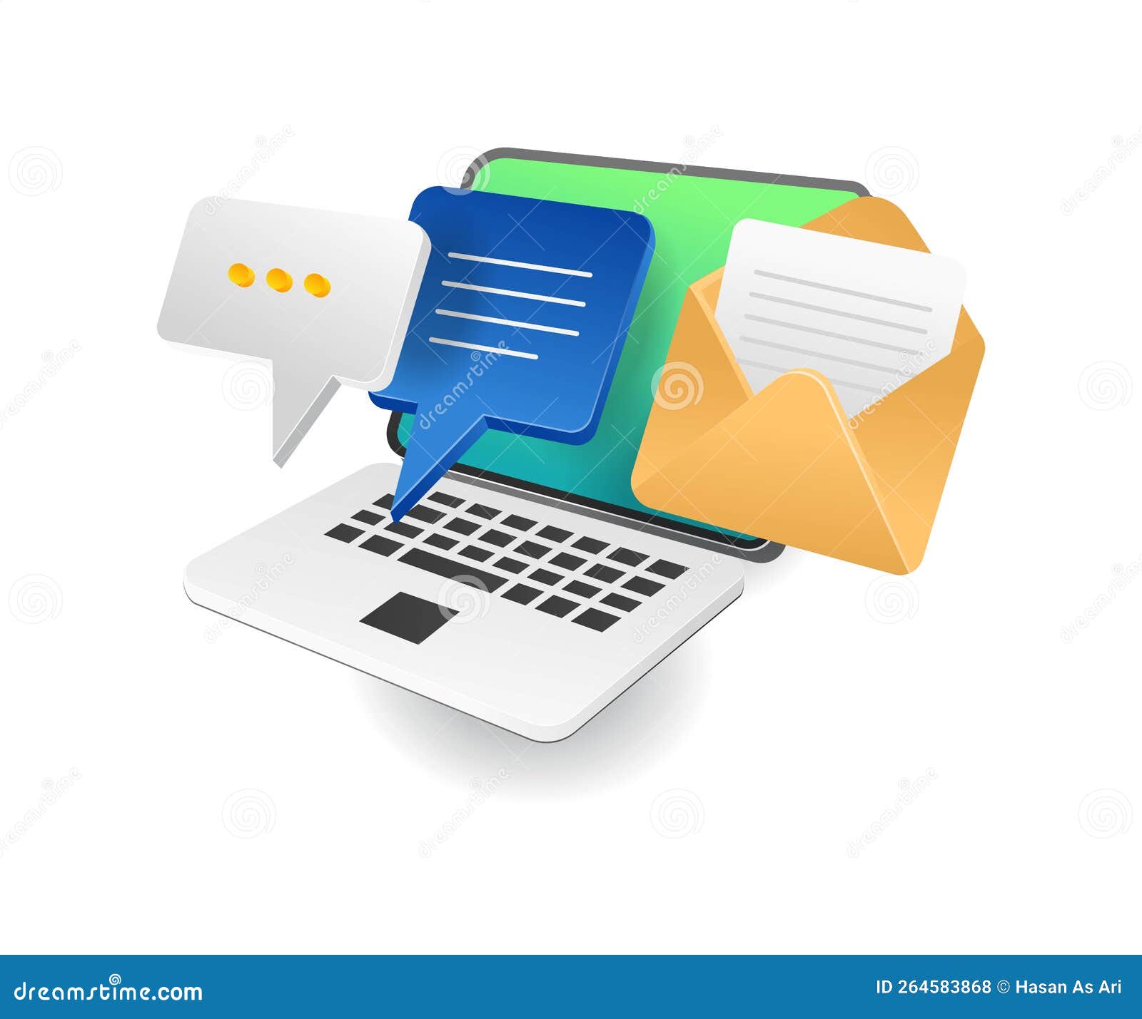 New Email On Computer Vector Illustration, Flat Cartoon Desktop Pc, E ...