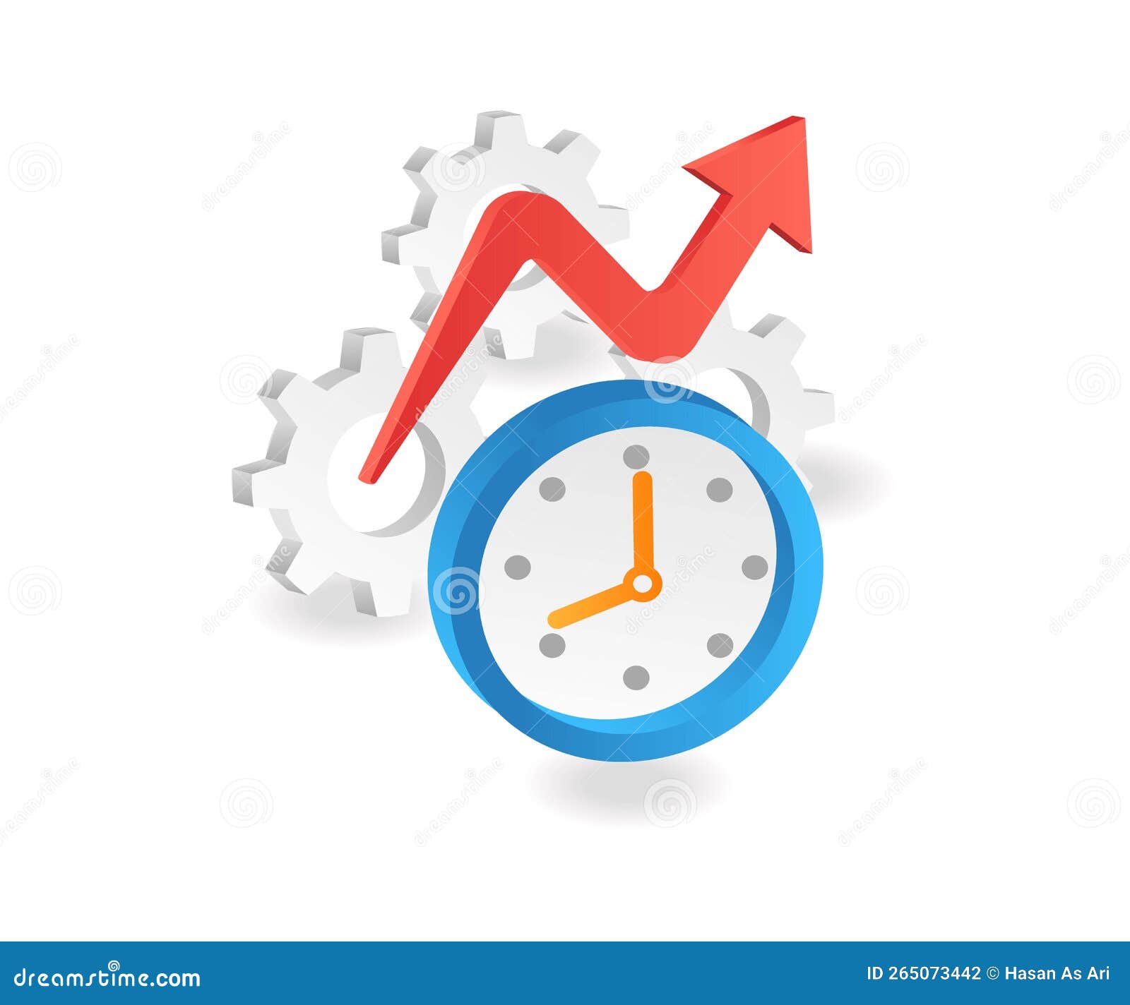 Flat 3d Isometric Illustration of Time Gear for Success Stock ...