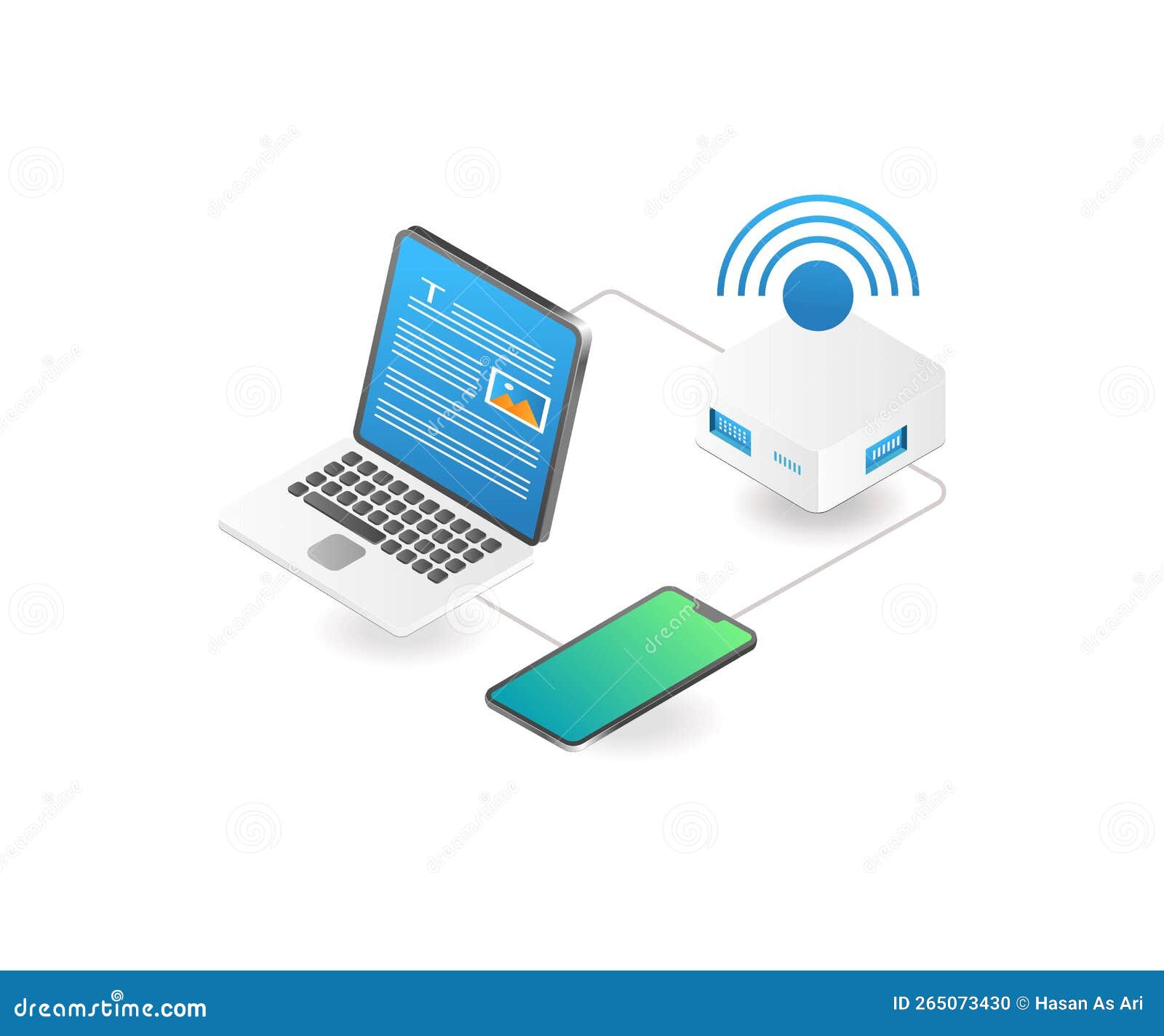 Flat 3d Isometric Illustrator Wifi Computer Tethering Online Stock ...