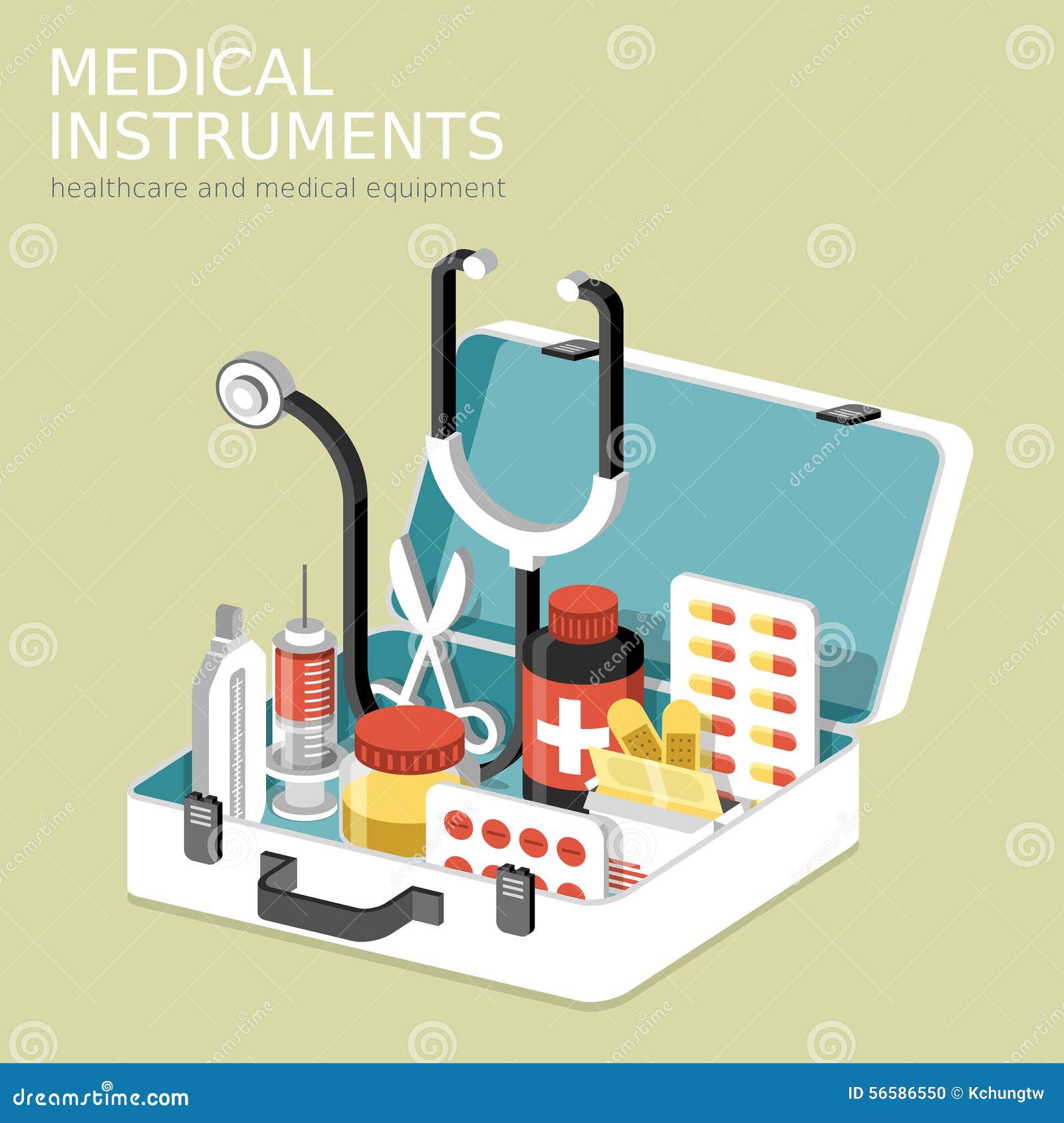 Flat 3d Isometric Infographic for Medical Instruments Stock Vector ...