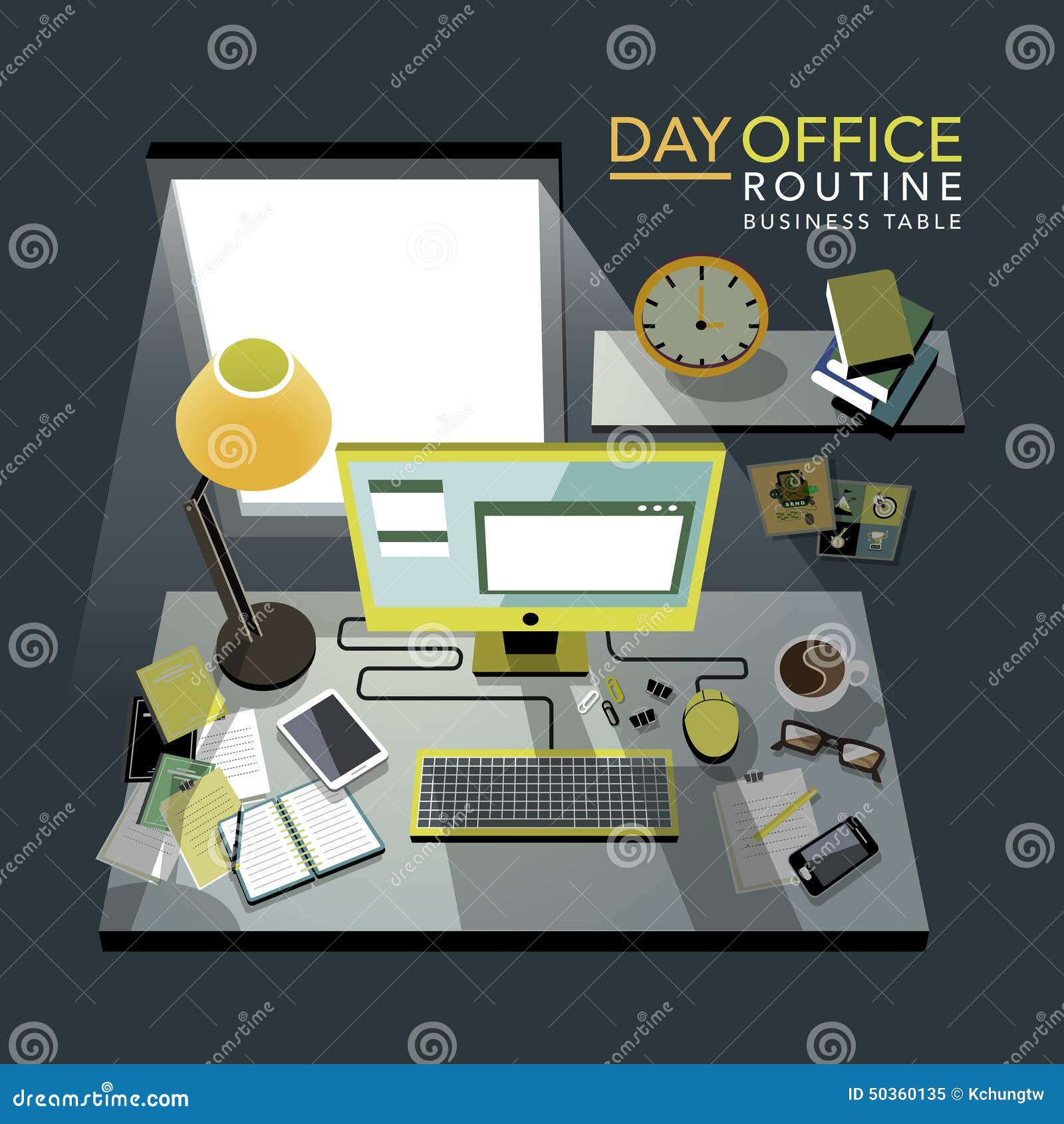 Flat 3d Isometric Office Routine Illustration Stock Vector ...