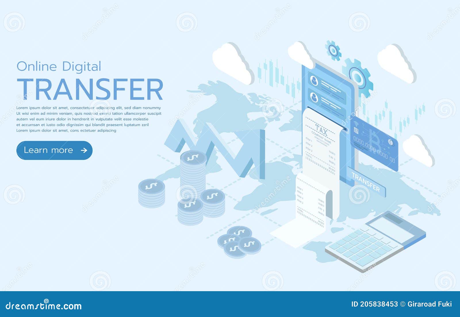 Flat 3d Isometric Online Digital Tranfer Stock Vector - Illustration of ...