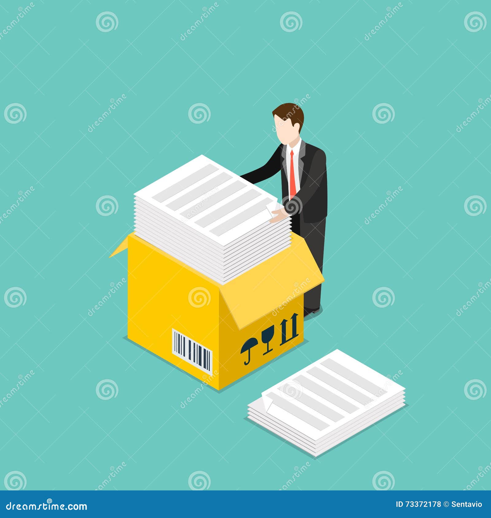 Flat 3d Isometric Paper Work Box Business Vector I Stock Vector ...