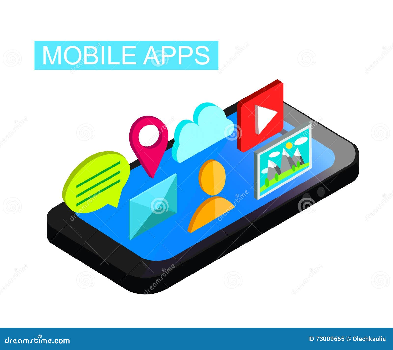 Flat 3d Isometric Phone with User Interface Development Concept. Mobile ...