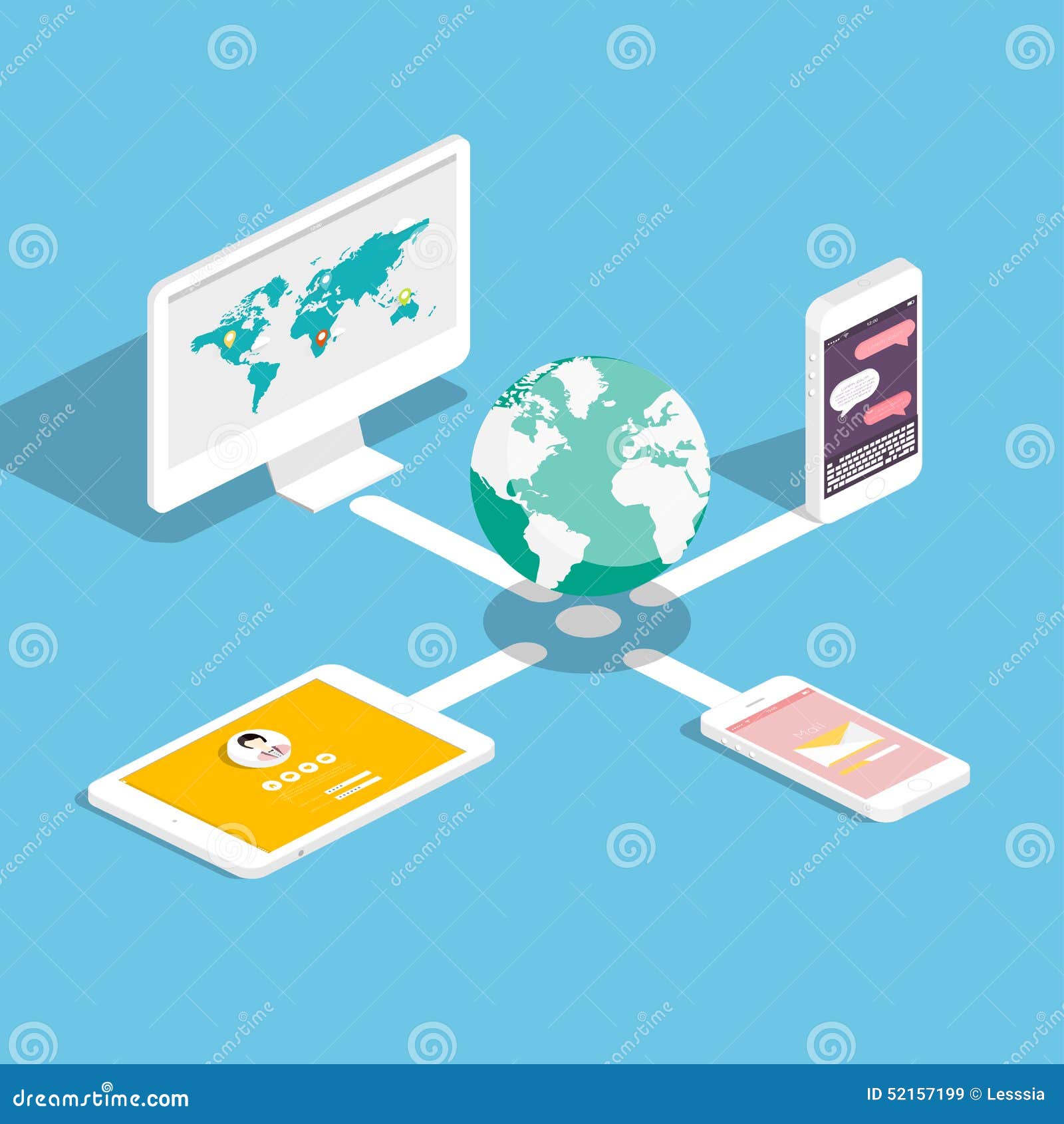 Flat 3d Isometric Phones with User Interface Development Concept Stock Vector - Illustration of ...