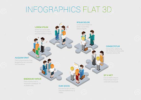 Flat 3d Isometric Web Infographic Teamwork Collaboration Concept Stock ...