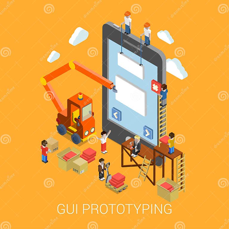 Flat 3d Mobile GUI Interface Prototyping Web Infographic Stock Vector ...