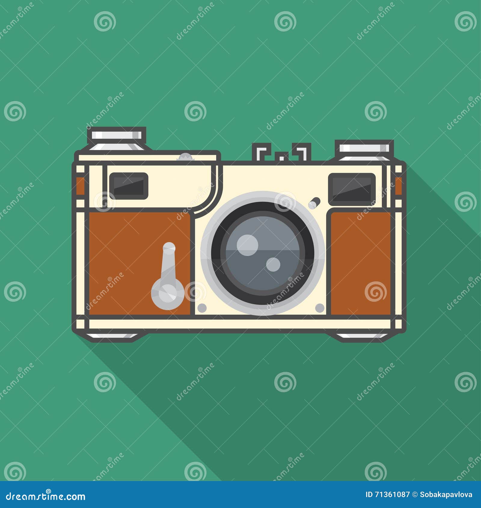 Flat 2D retro film camera stock illustration. Illustration of lens ...