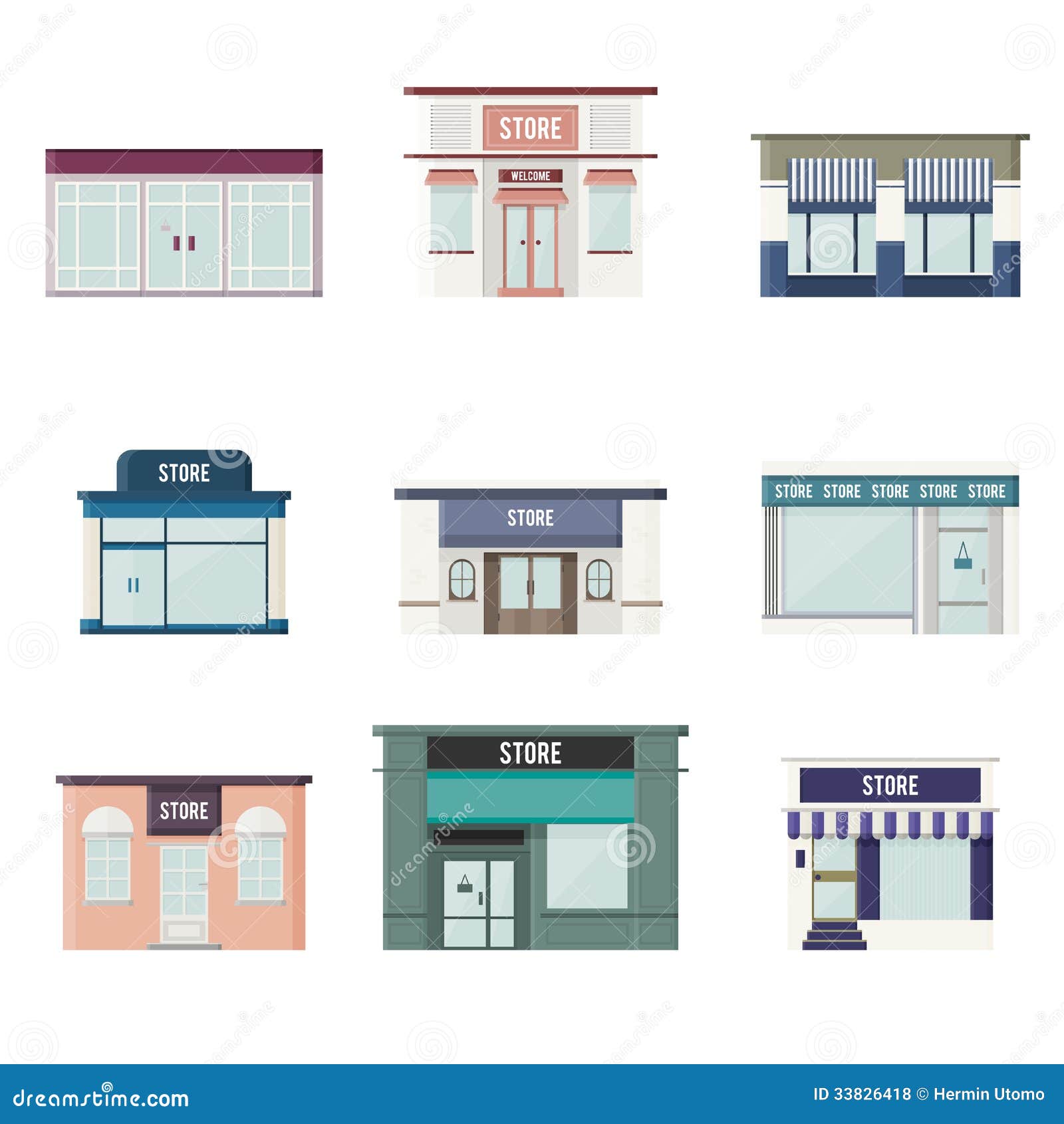 Flat 3D Stores stock vector. Illustration of store, vector - 33826418